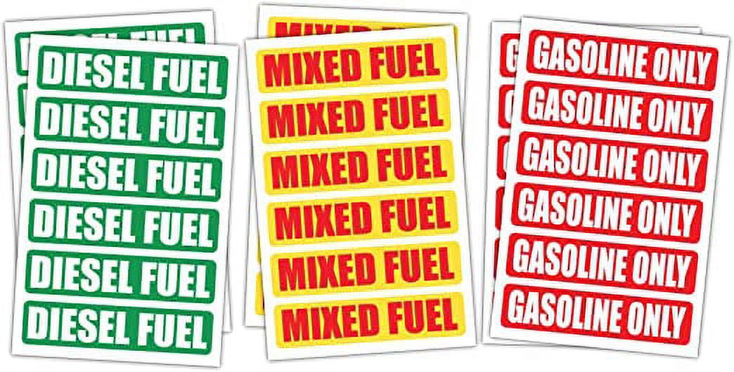 Diesel | Mixed Fuel | Gasoline ONLY Automotive Fuel Decals | Stickers ...