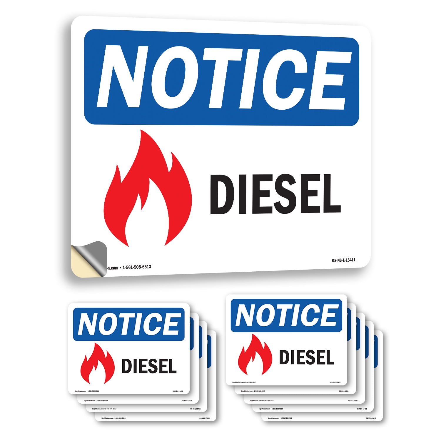 Diesel OSHA Notice Vinyl Decal Label 10 Inch x 7 Inch - 10 Pack ...