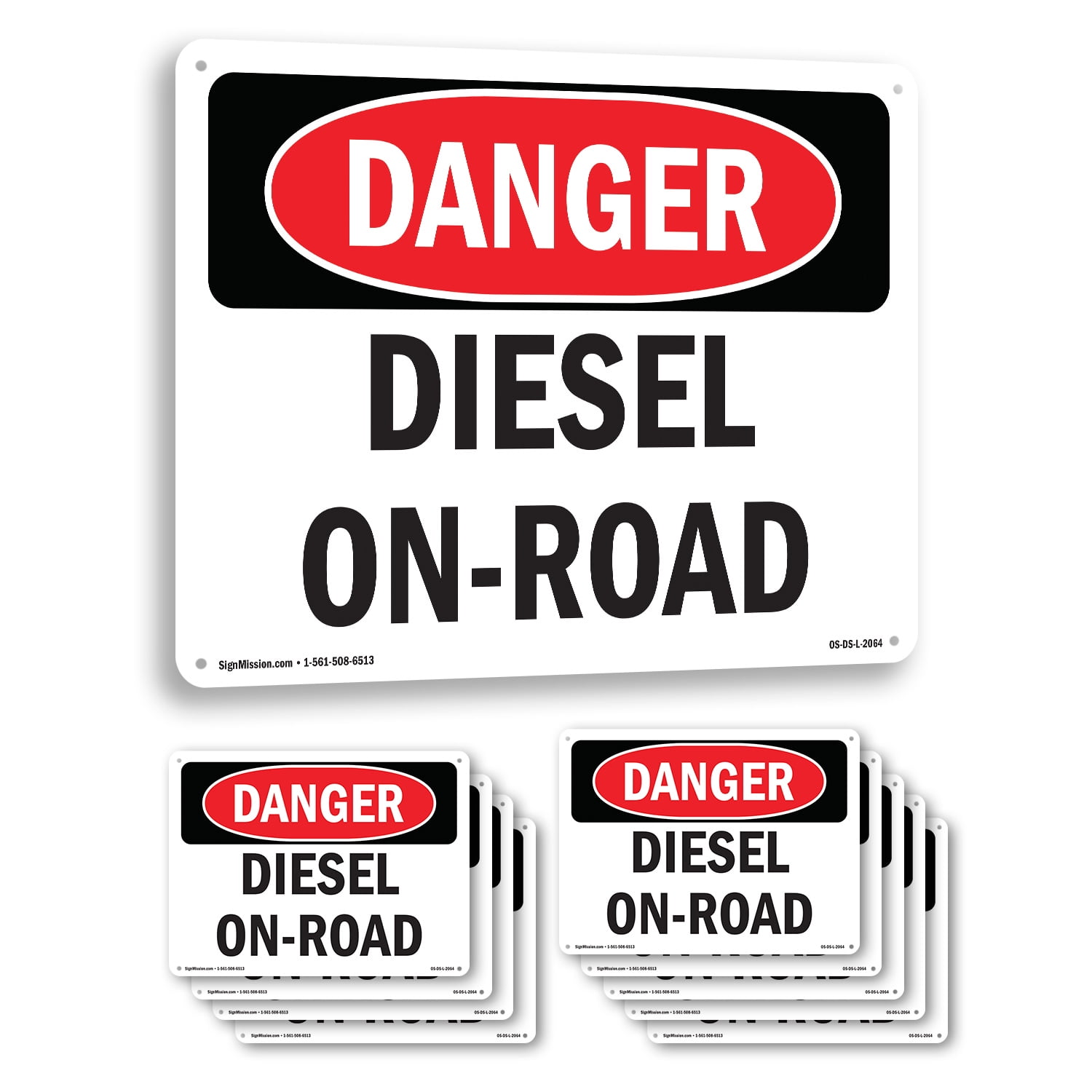 Diesel On OSHA Danger Aluminum Sign 24 Inch x 18 Inch - 10 Pack ...