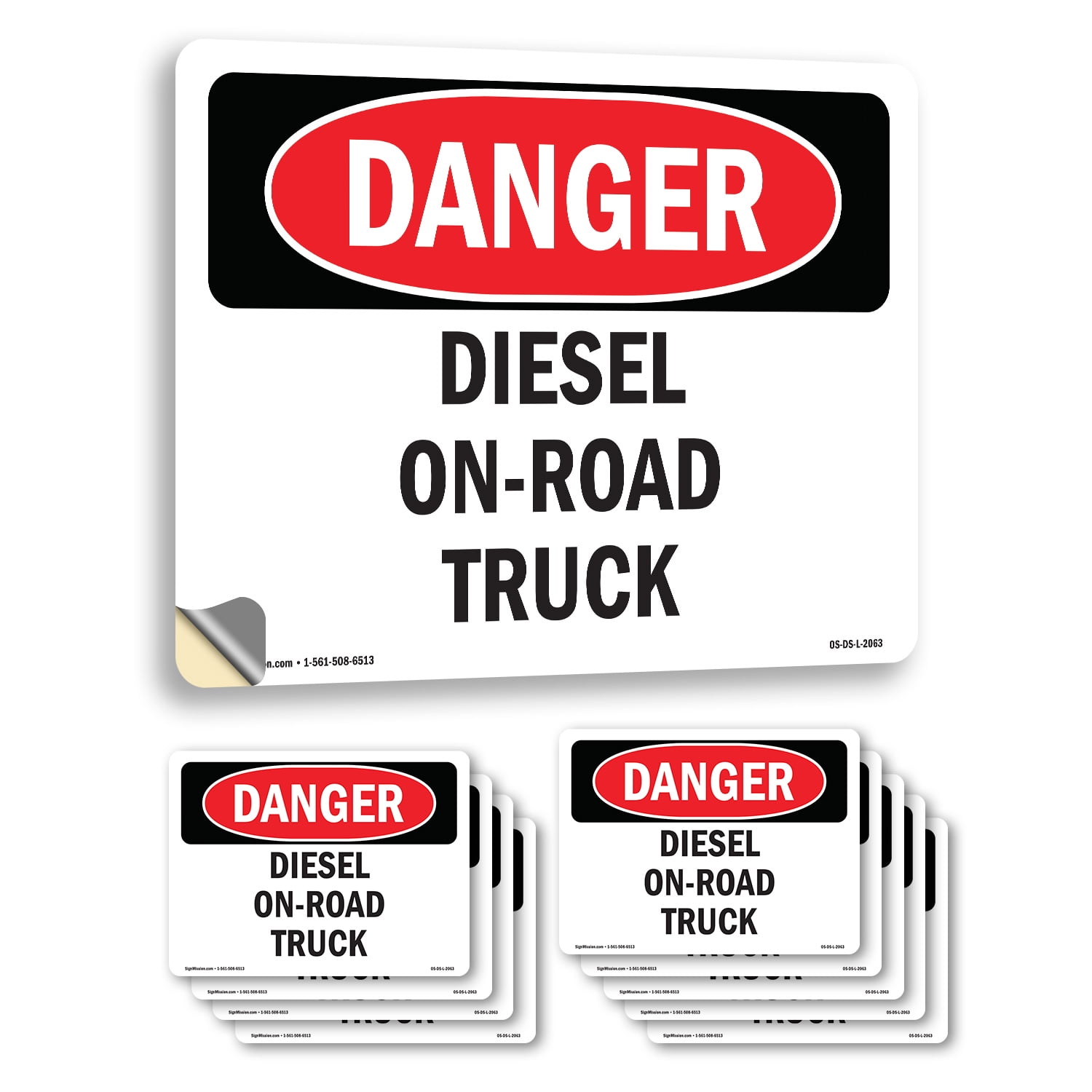 Diesel On OSHA Danger Vinyl Decal Label 24 Inch x 18 Inch - 10 Pack ...