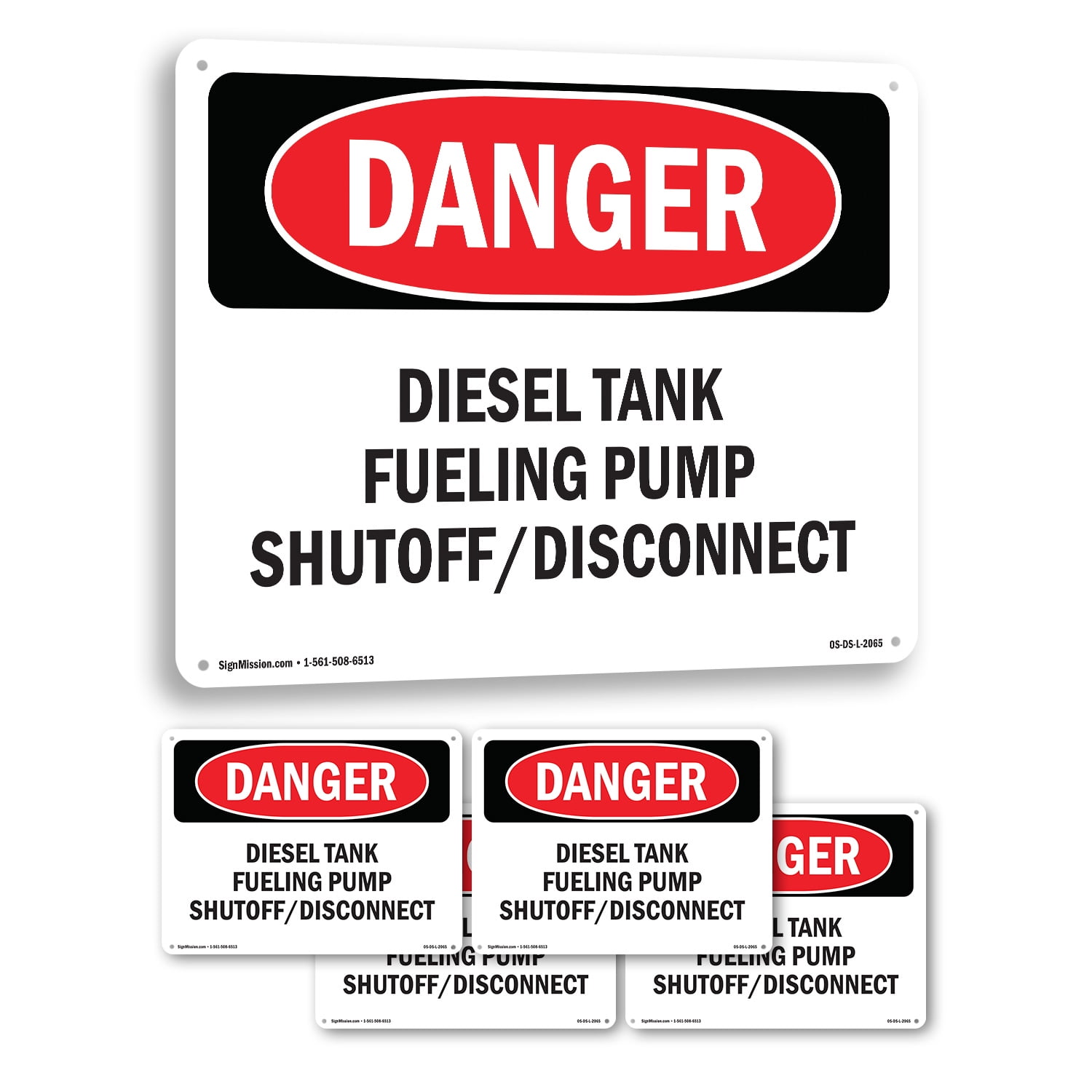 Diesel Tank Fueling Pump OSHA Danger Rigid Plastic Sign 10 Inch x 7 ...