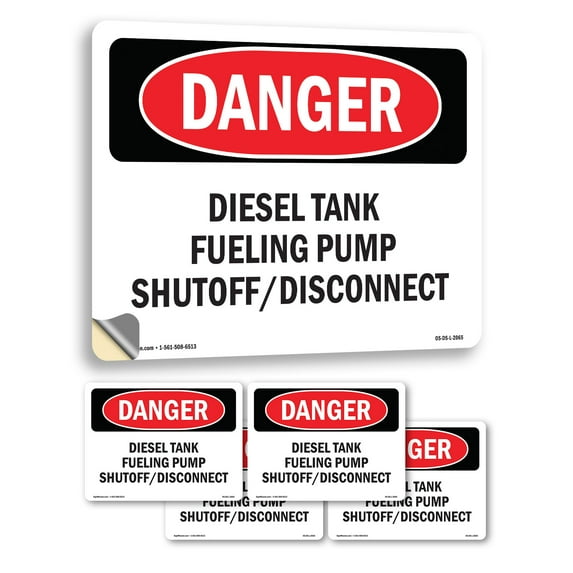 Diesel Tank Fueling Pump OSHA Danger Vinyl Decal Label 18 Inch x 12 ...