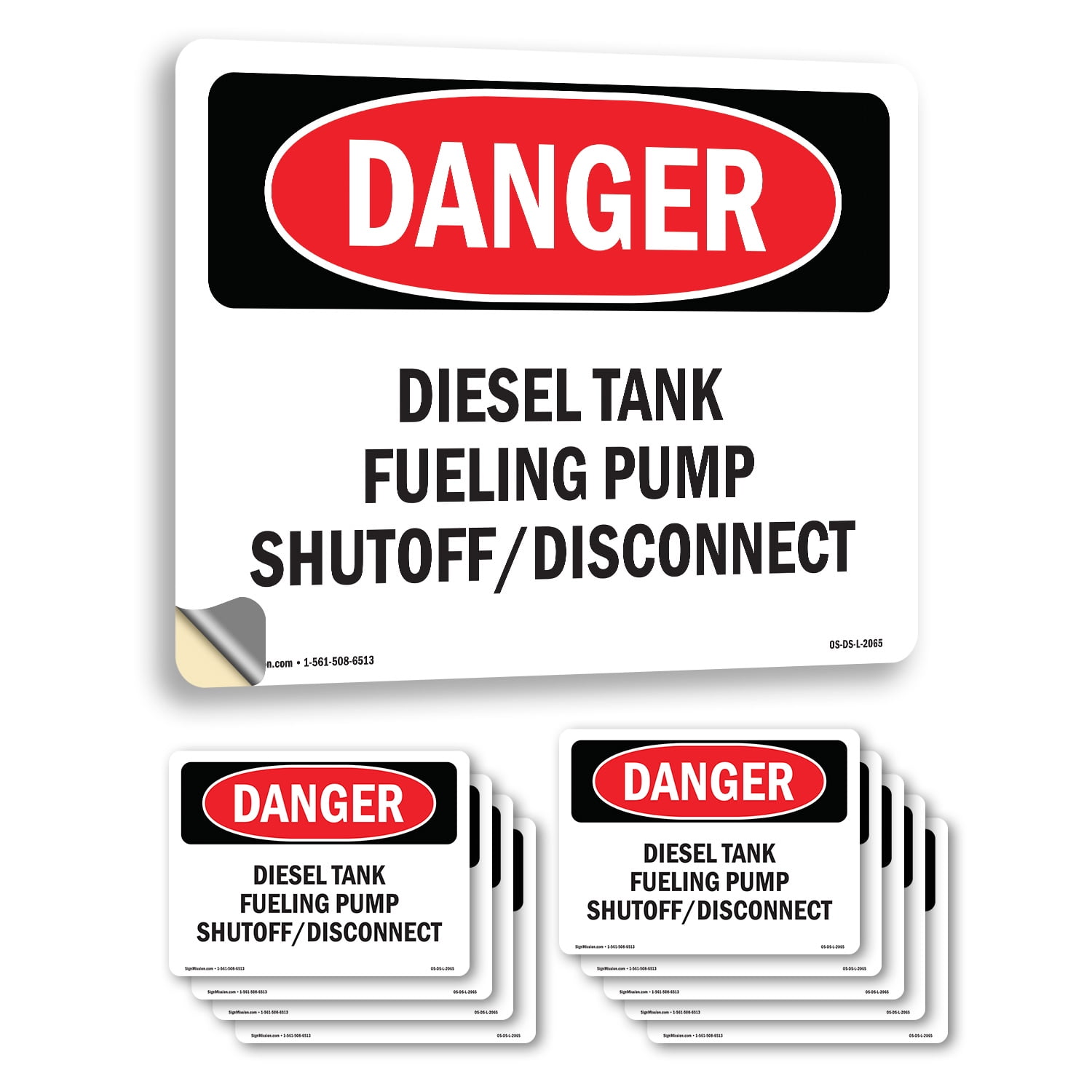Diesel Tank Fueling Pump OSHA Danger Vinyl Decal Label 5 Inch x 3.5 ...