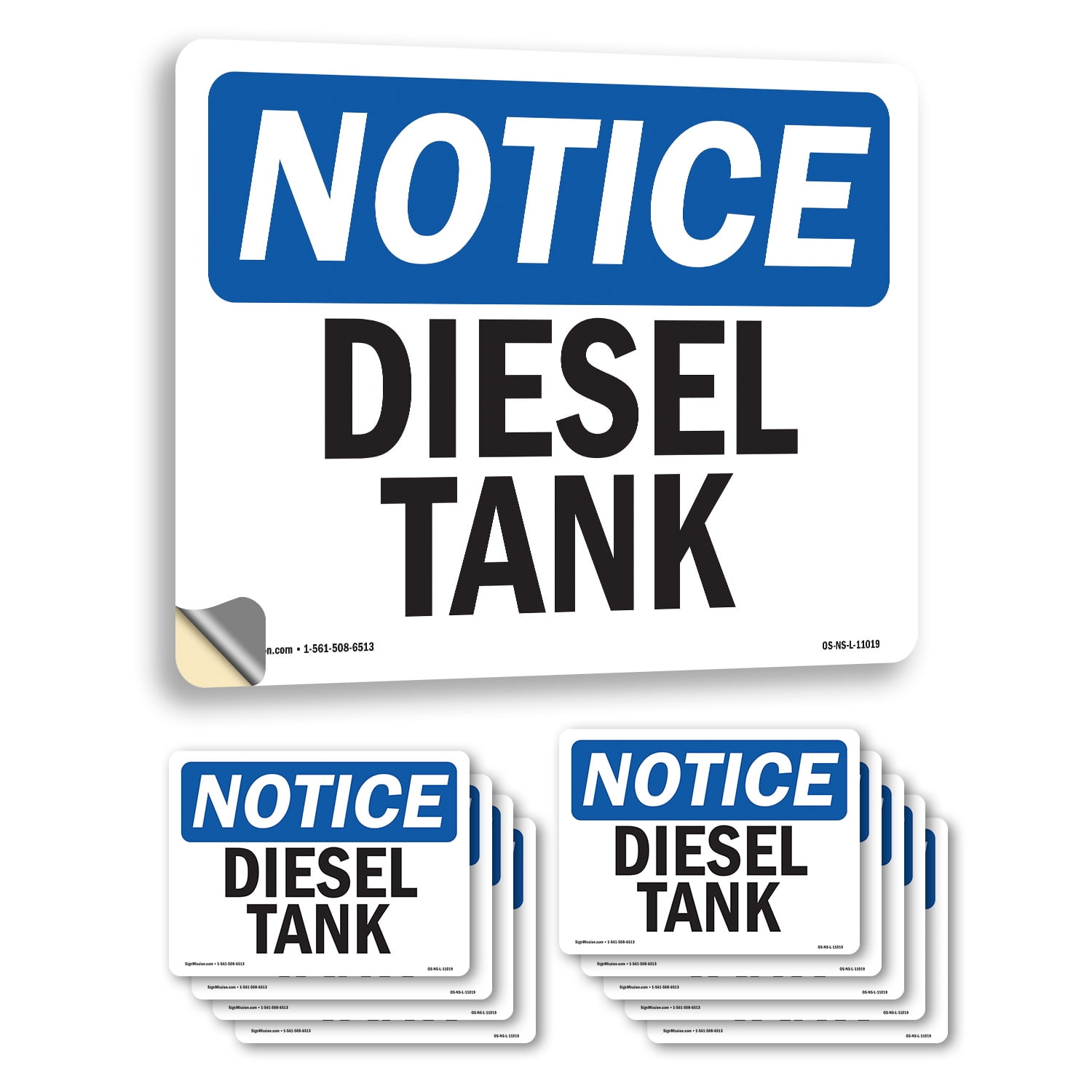 Diesel Tank OSHA Notice Vinyl Decal Label 10 Inch x 7 Inch - 10 Pack ...