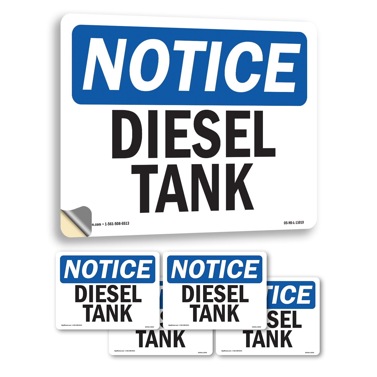 Diesel Tank OSHA Notice Vinyl Decal Label 24 Inch x 18 Inch - 5 Pack ...