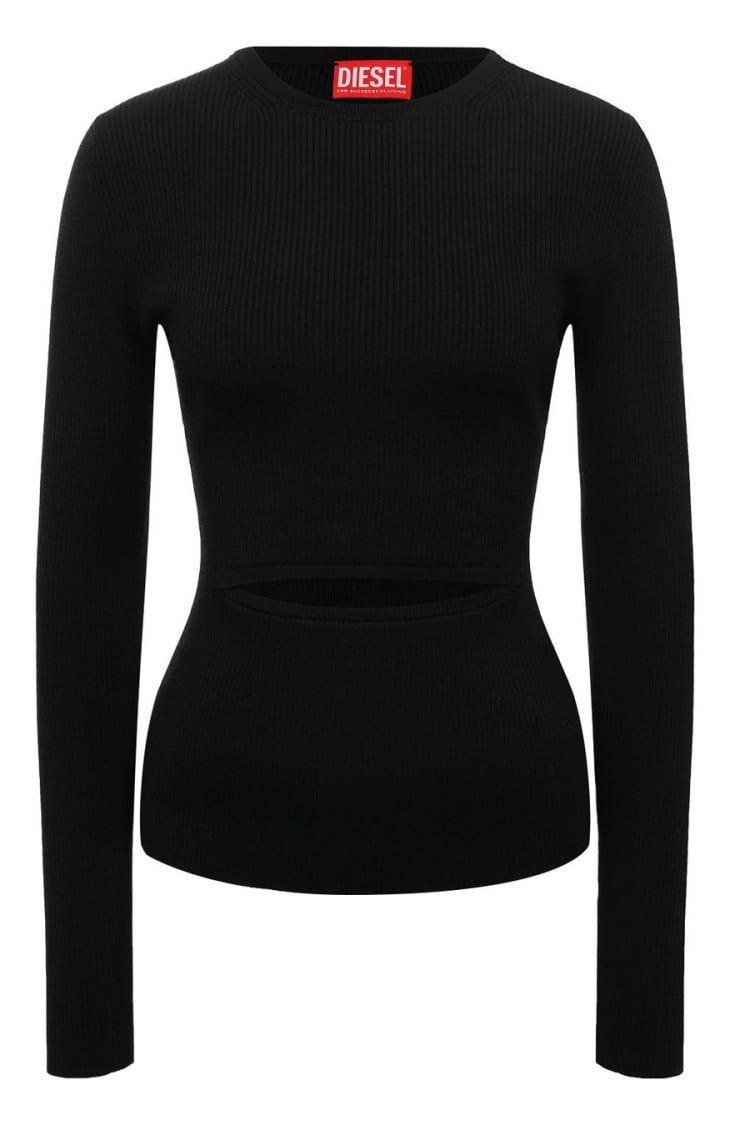 Diesel Woman Ribbed Cut-Out Sweater With Wool Blend And Iconic Design ...