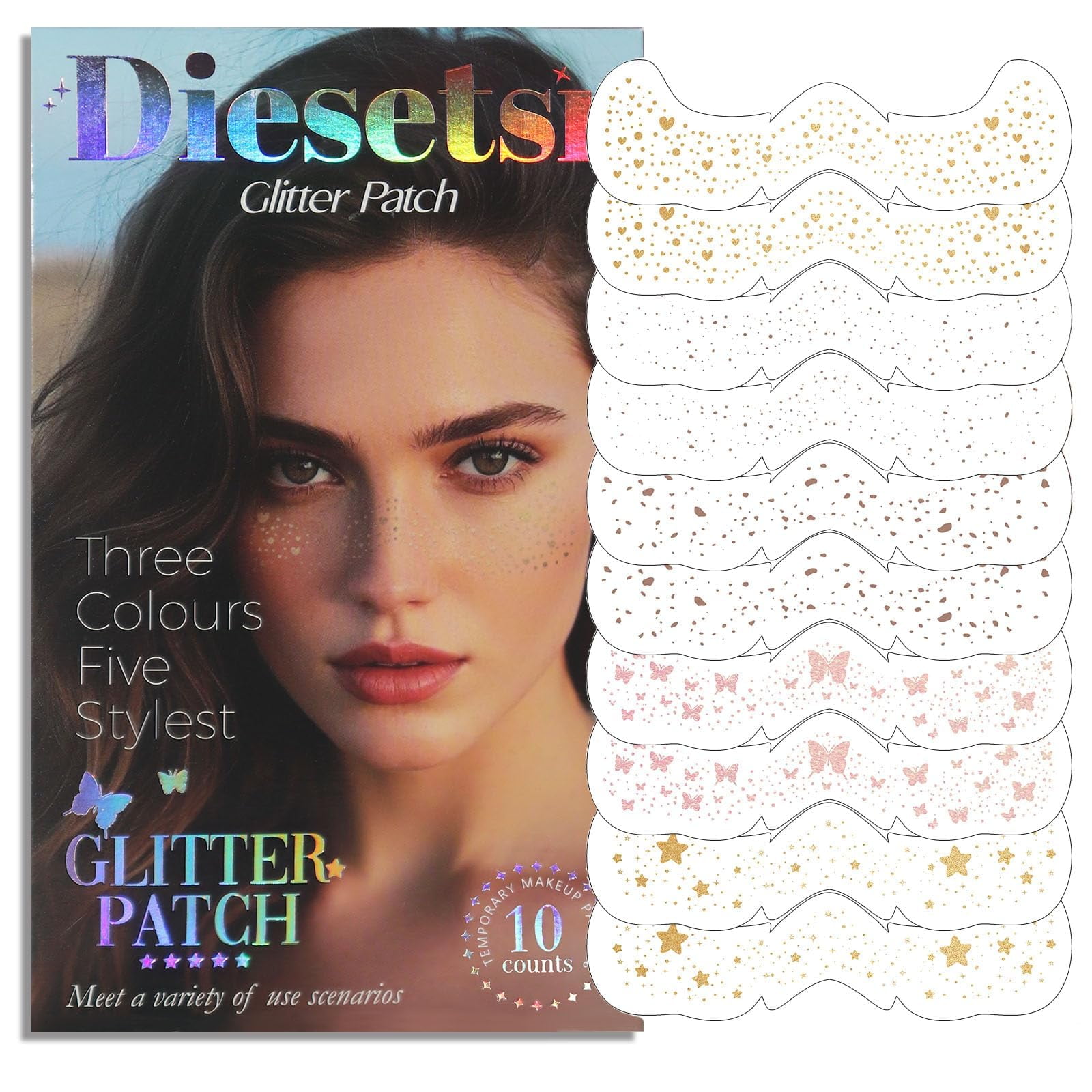 Diesetsr Face Glitter Freckles Makeup Patches - 10 Count, Cute ...