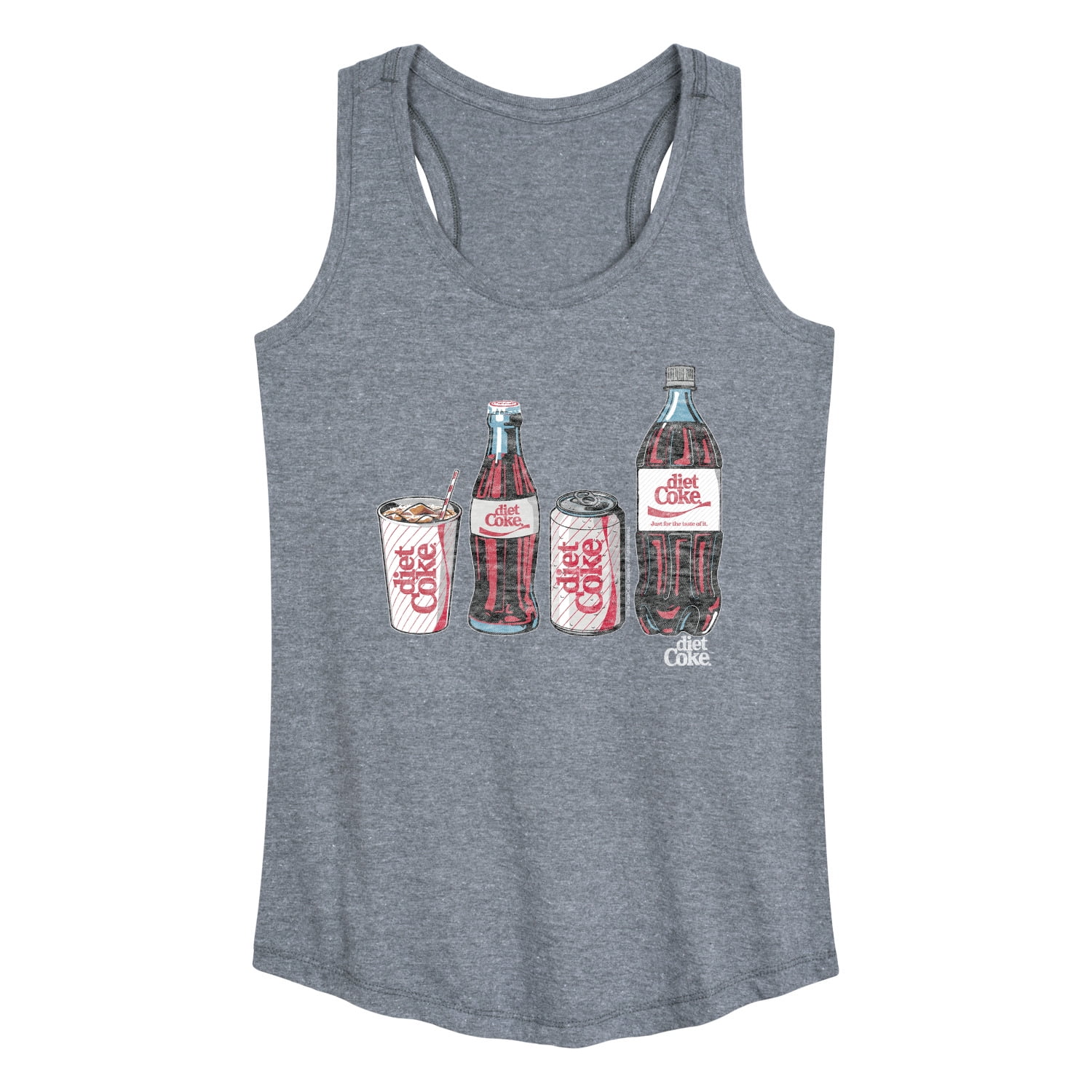 Diet Coke - Bottles and Cans - Women's Racerback Graphic Tank - Walmart.com