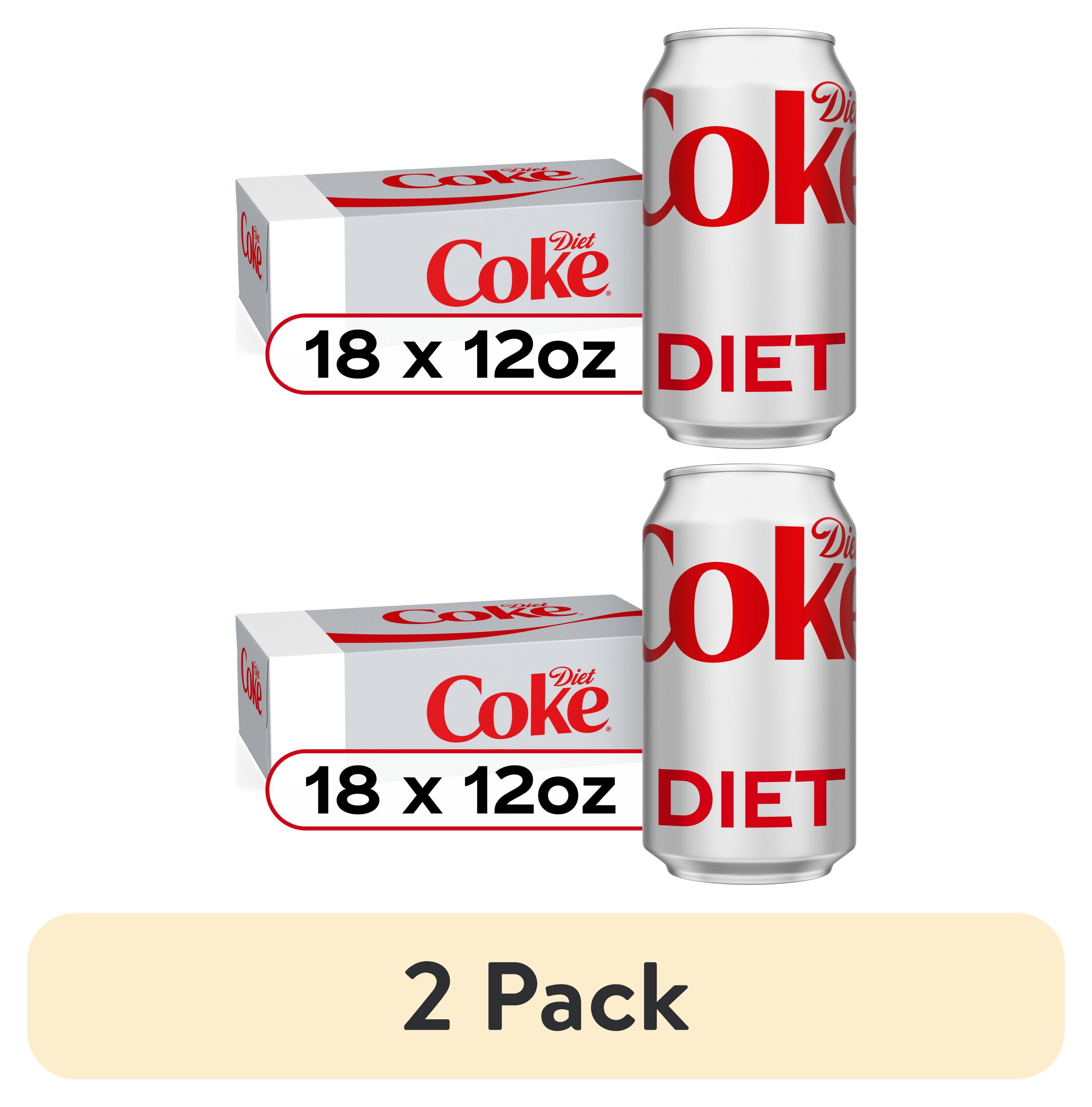 (2 pack) Diet Coke Diet Cola Soda, 12 fl oz Cans, 18 Pack - Walmart.com