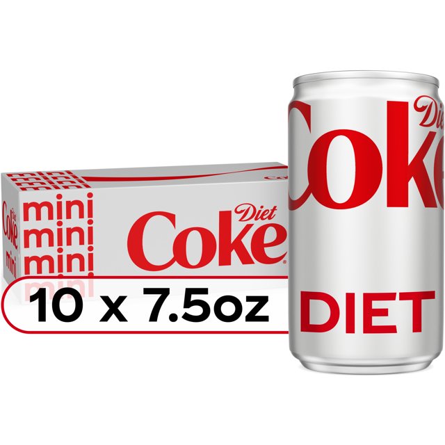 Diet Coke Mini Cans, Grocery Soda, 10 Pack, 7.5 fl oz, No Sugar, No ...