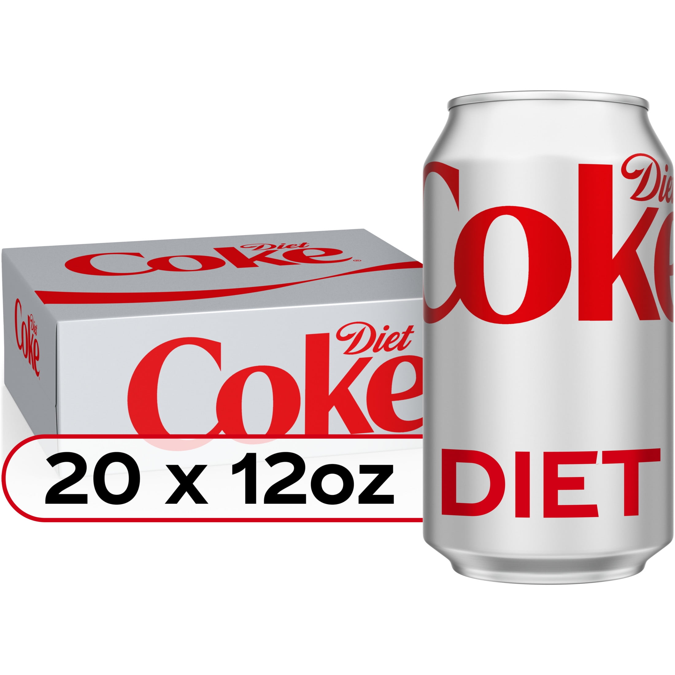 Diet Coke No-Sugar No-Calorie Soda, 12 fl oz Cans, 20 Pack - Walmart.com