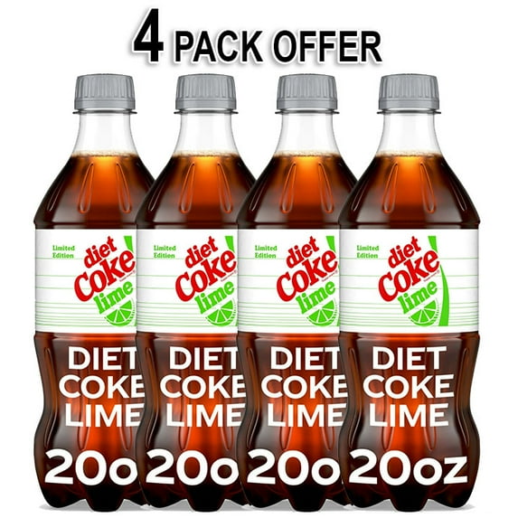 Diet Coke Lime Soda Soft Drink, 20 fl oz Bottle (4 Pack) - Walmart.com