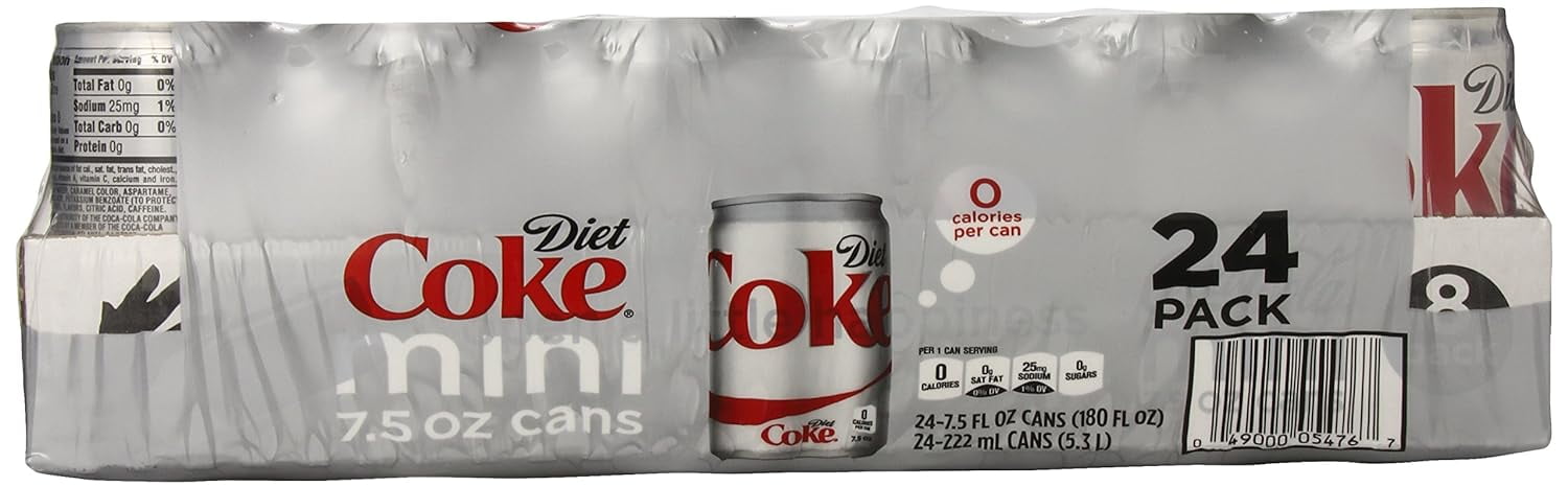 Diet Coke Mini-Cans, 7.5 fl oz, Pack of 24, Sparkling Refreshment, 28mg ...