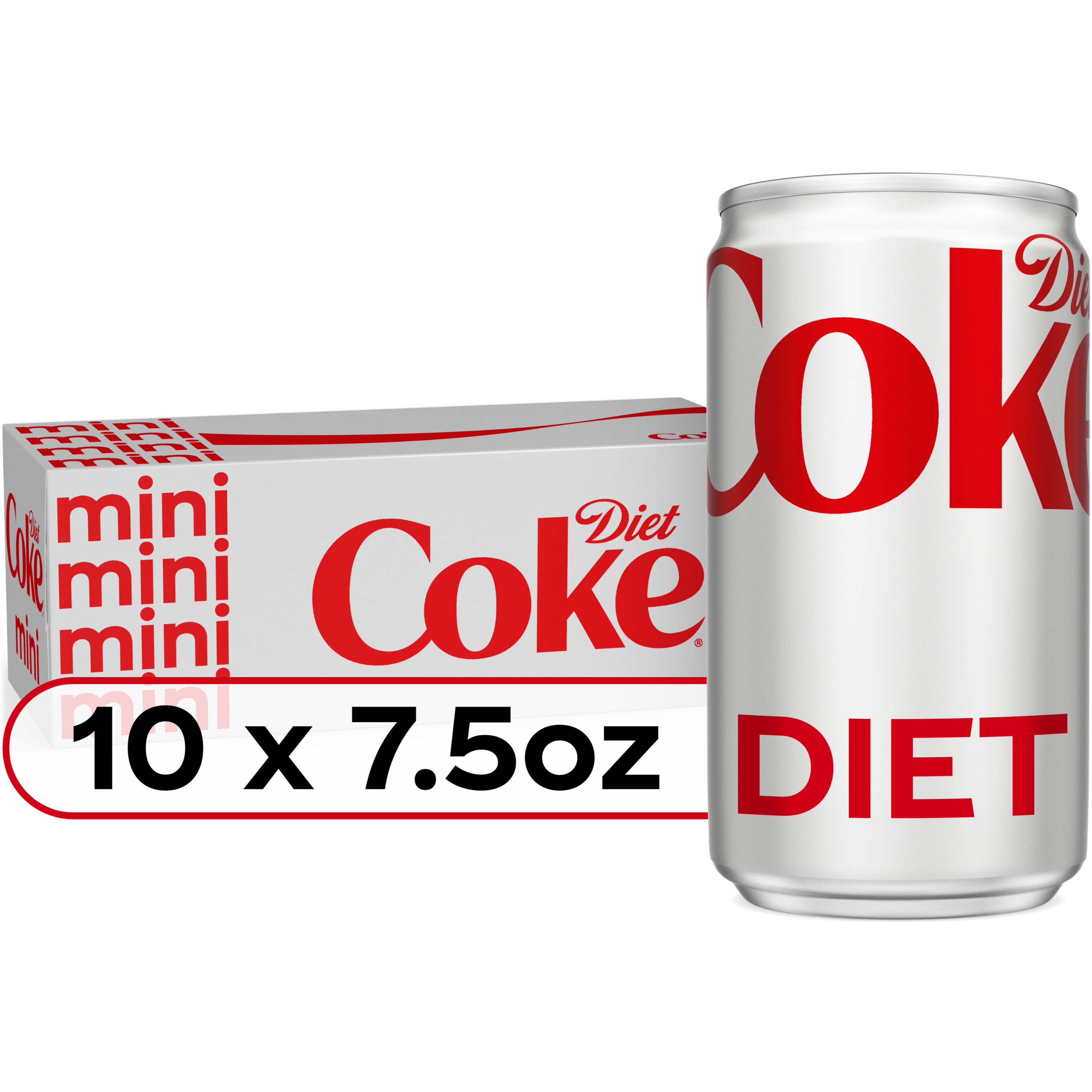 Diet Coke Mini Soda Pop Soft Drink, 7.5 fl oz, 10 Pack Cans - Walmart.com