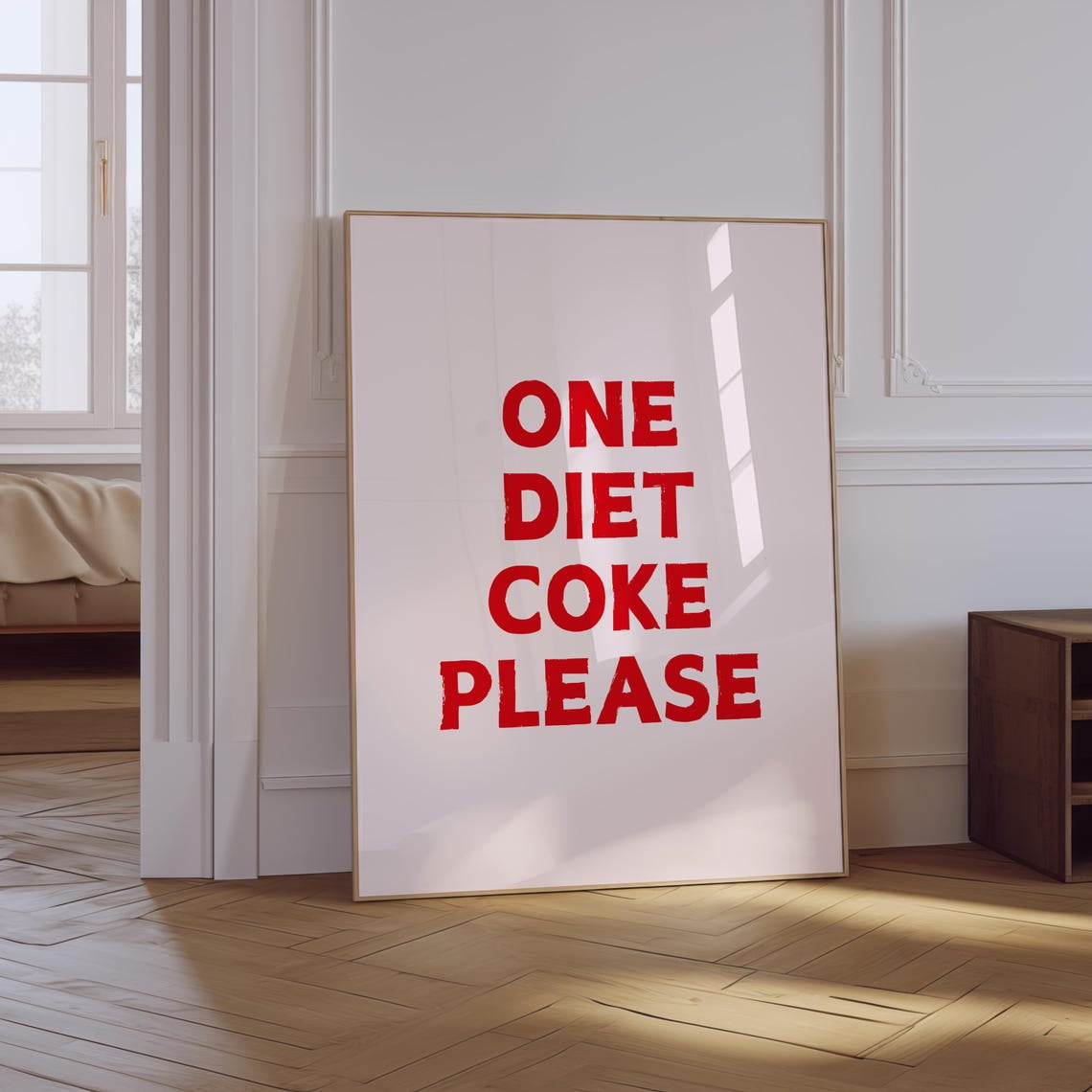 Diet Coke Please Print, Neutral Pink Typography Kitchen Wall Art, Diet ...