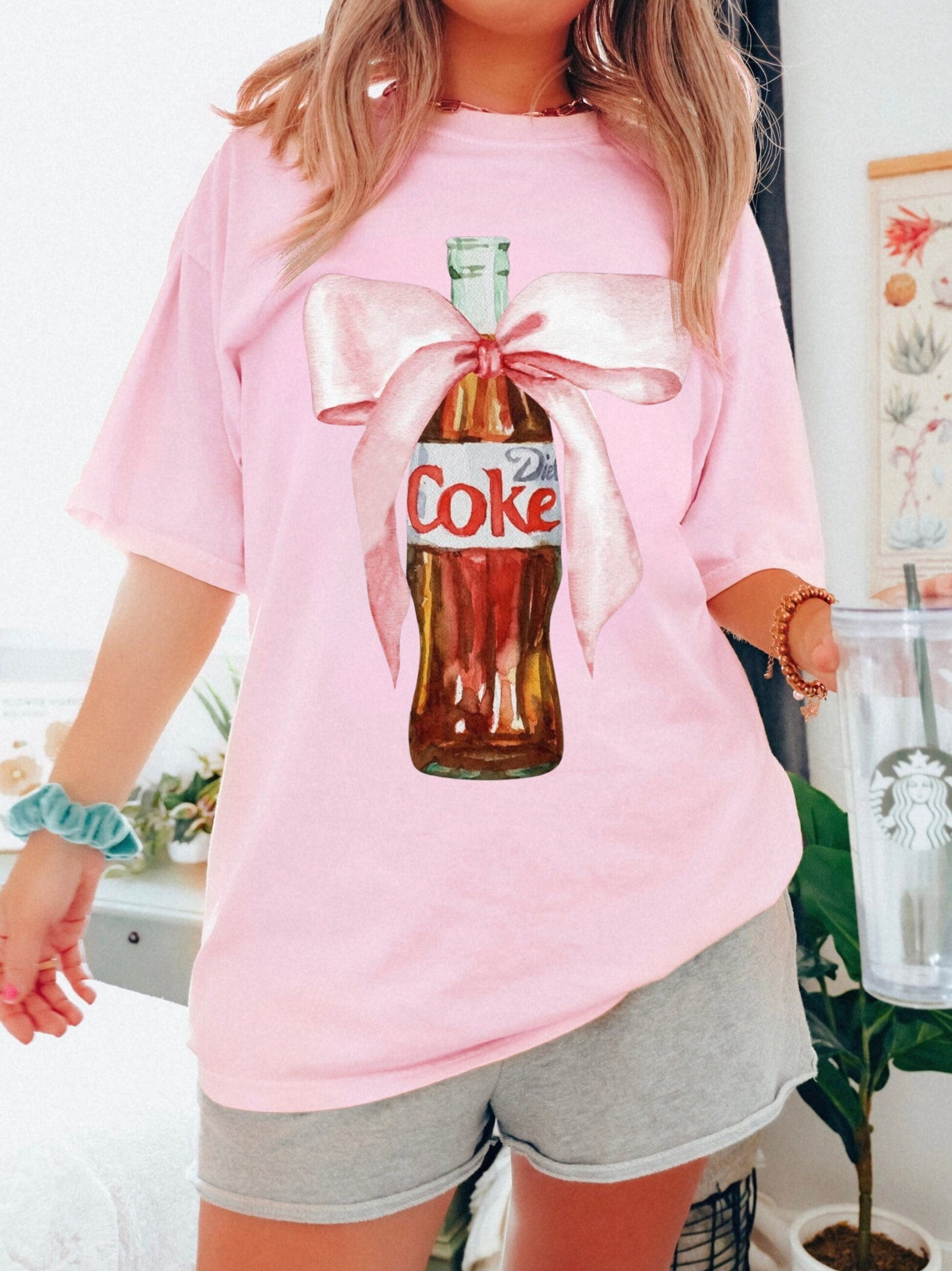 Diet Coke T-Shirt, Comfort Colors Coquette Girlie Water Color Coke ...