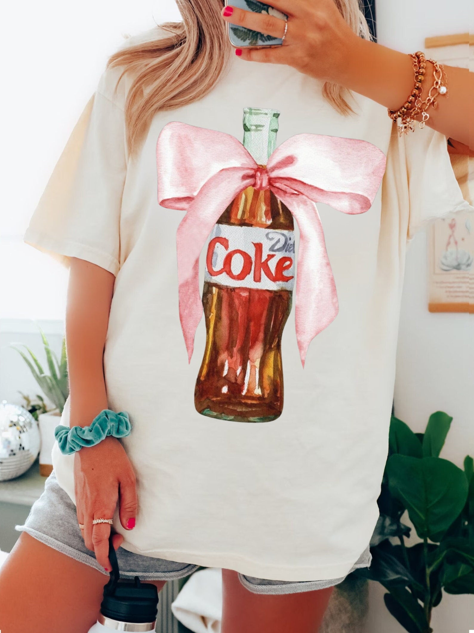 Diet Coke T-Shirt, Comfort Colors Coquette Girlie Water Color Coke ...