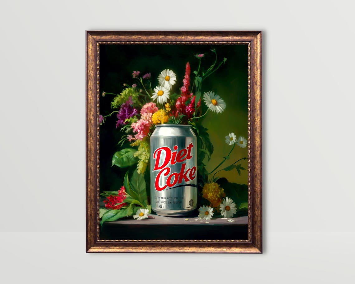 Diet Coke, Trendy Wall Art, Funny Still Life Coca Cola Whimsical Dark ...