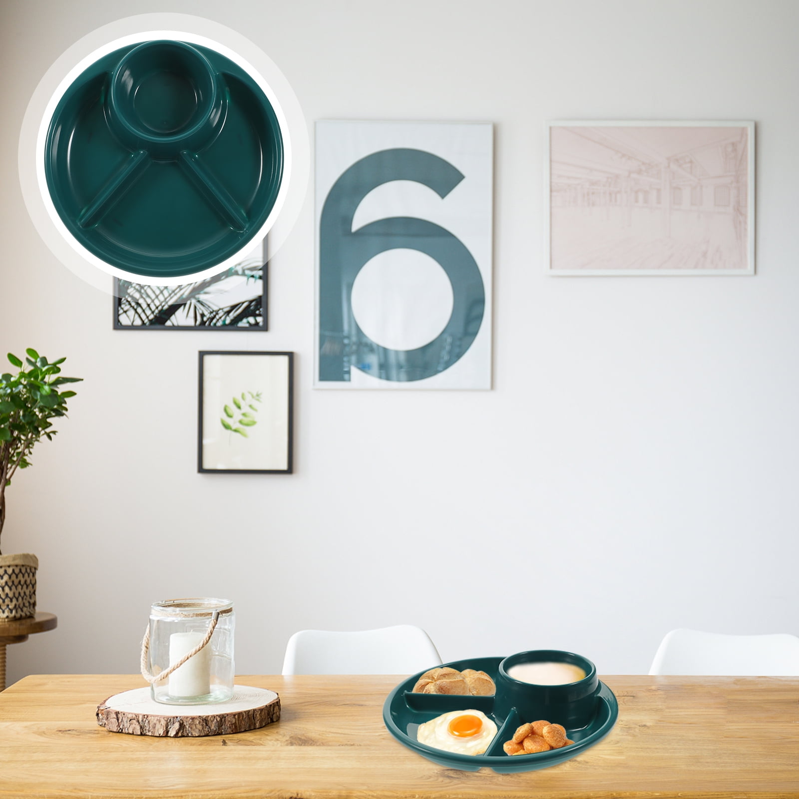 PENIKOKO Blue Food Serving Plate with Multiple Compartments for Home ...