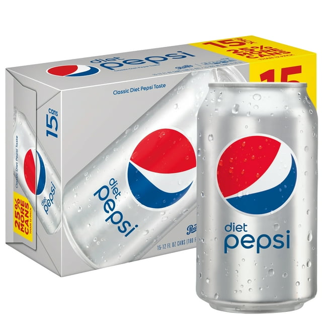 Diet Pepsi Cola Soda Pop 12 fl oz 15 Pack Cans - Walmart.com
