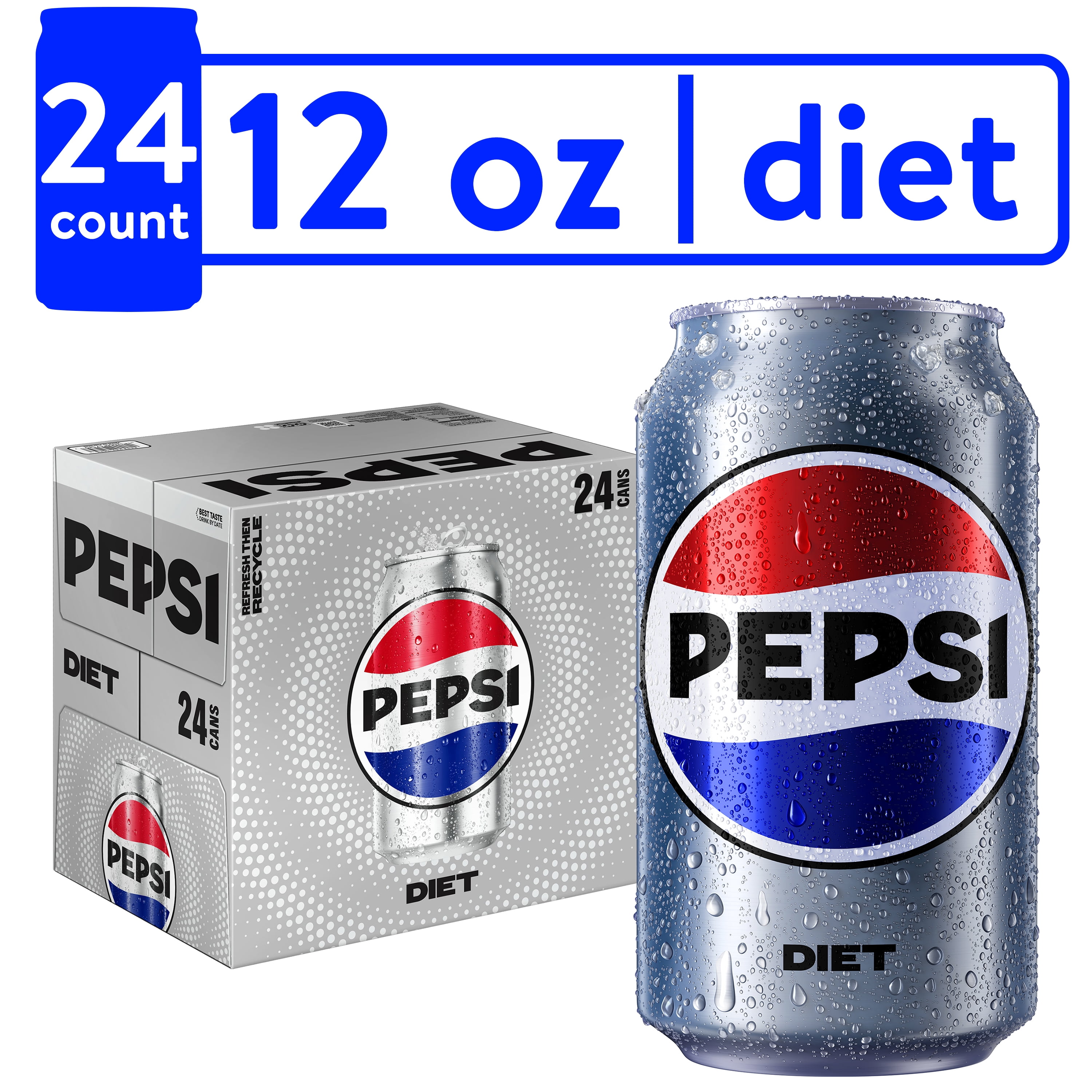Diet Pepsi Cola Soda Pop, Zero Sugar, Zero Calories, 12 fl oz, 24 Pack ...