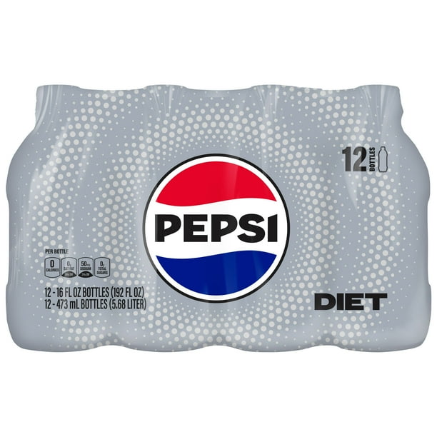 Diet Pepsi Cola Soda Pop, 16 fl oz, 12 Pack Bottles - Walmart Business ...
