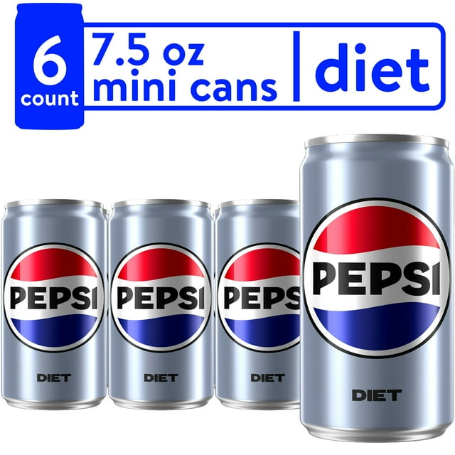 Diet Pepsi Mini Cans, 6 Count,, 7.5 fl oz Cans - Walmart.com