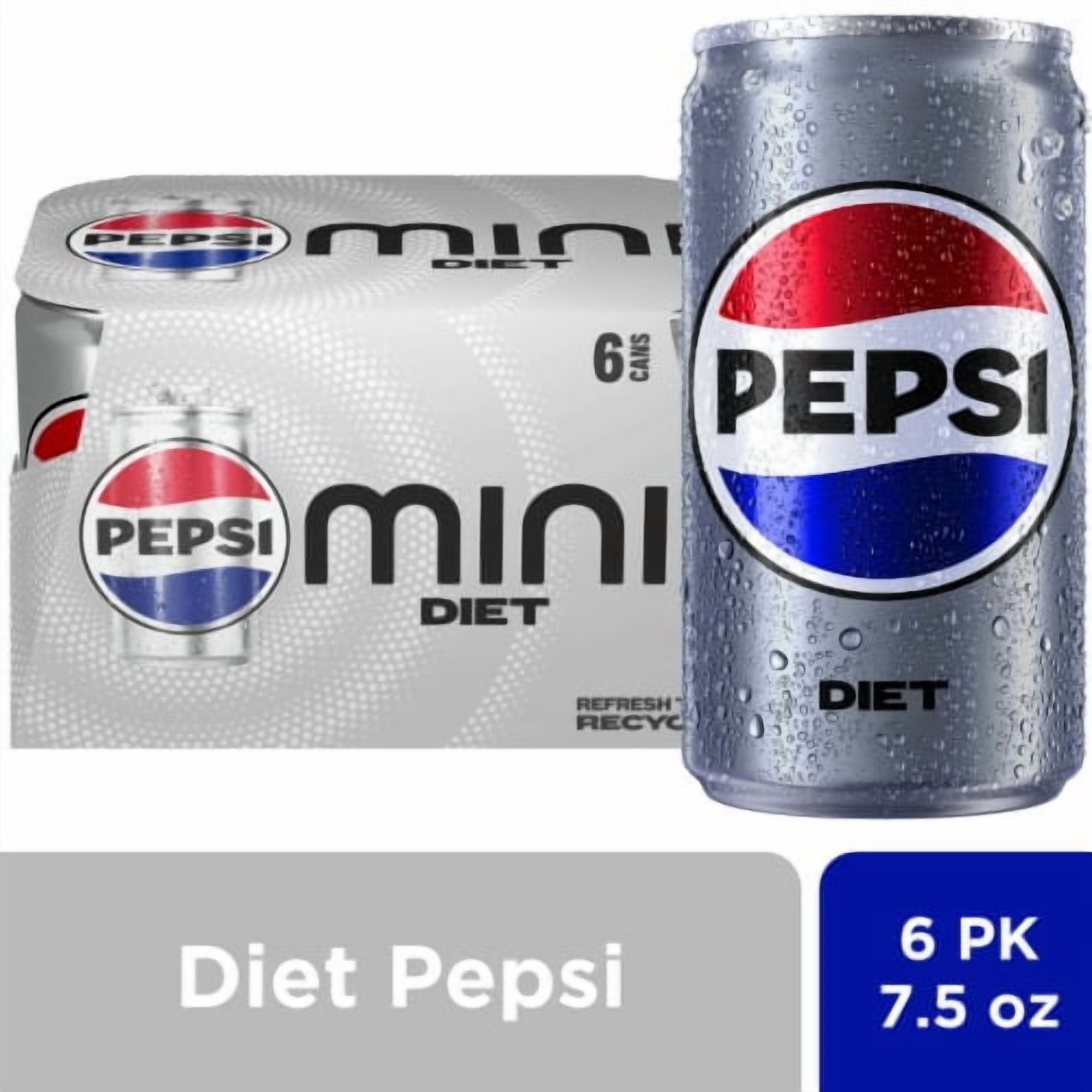 Pepsi, Diet Mini Cola Soda Cans, Bold and Refreshing, 2x6 fl oz ...