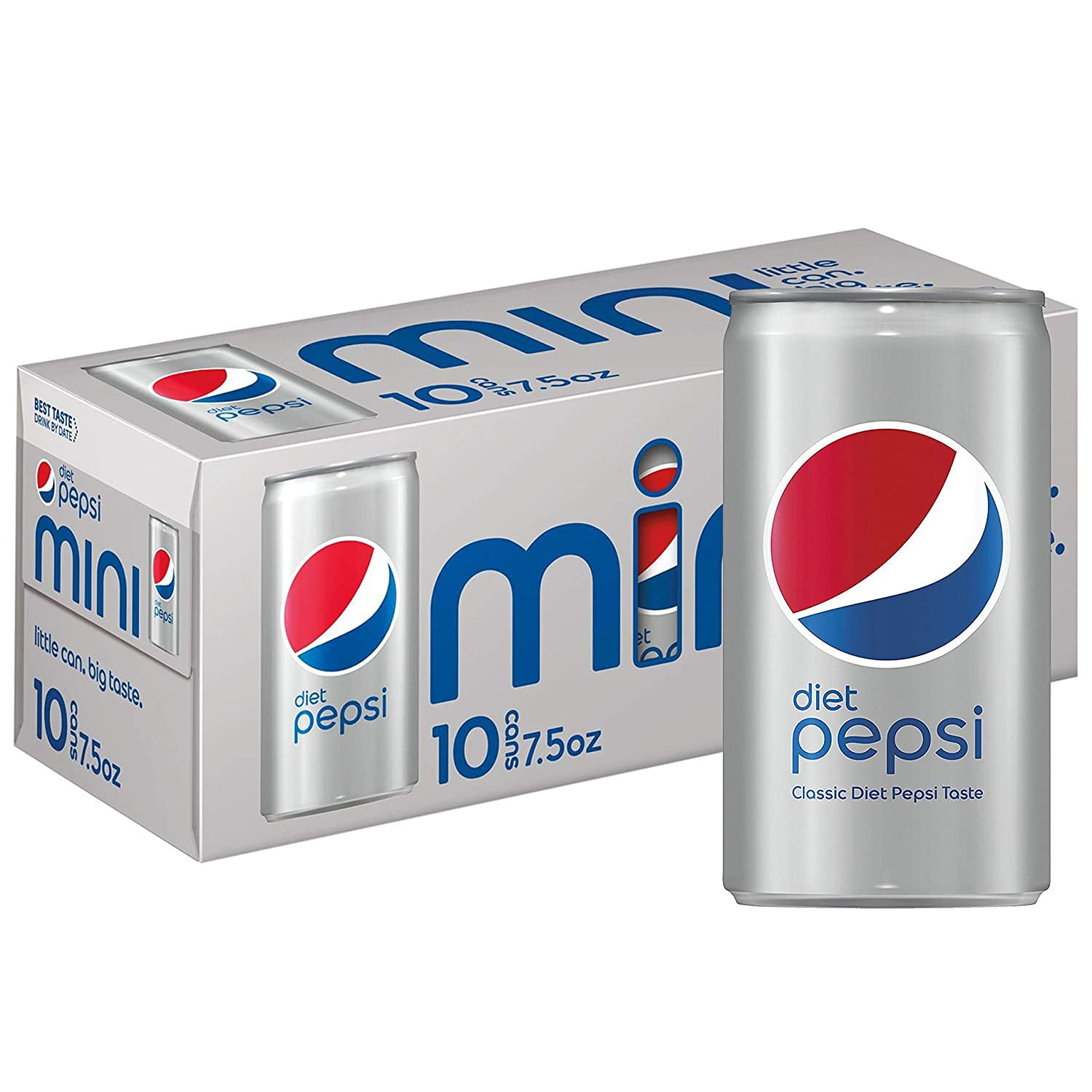 Diet Pepsi Soda, 7.5 Ounce Mini Cans, 10 Pack - Light, Crisp ...