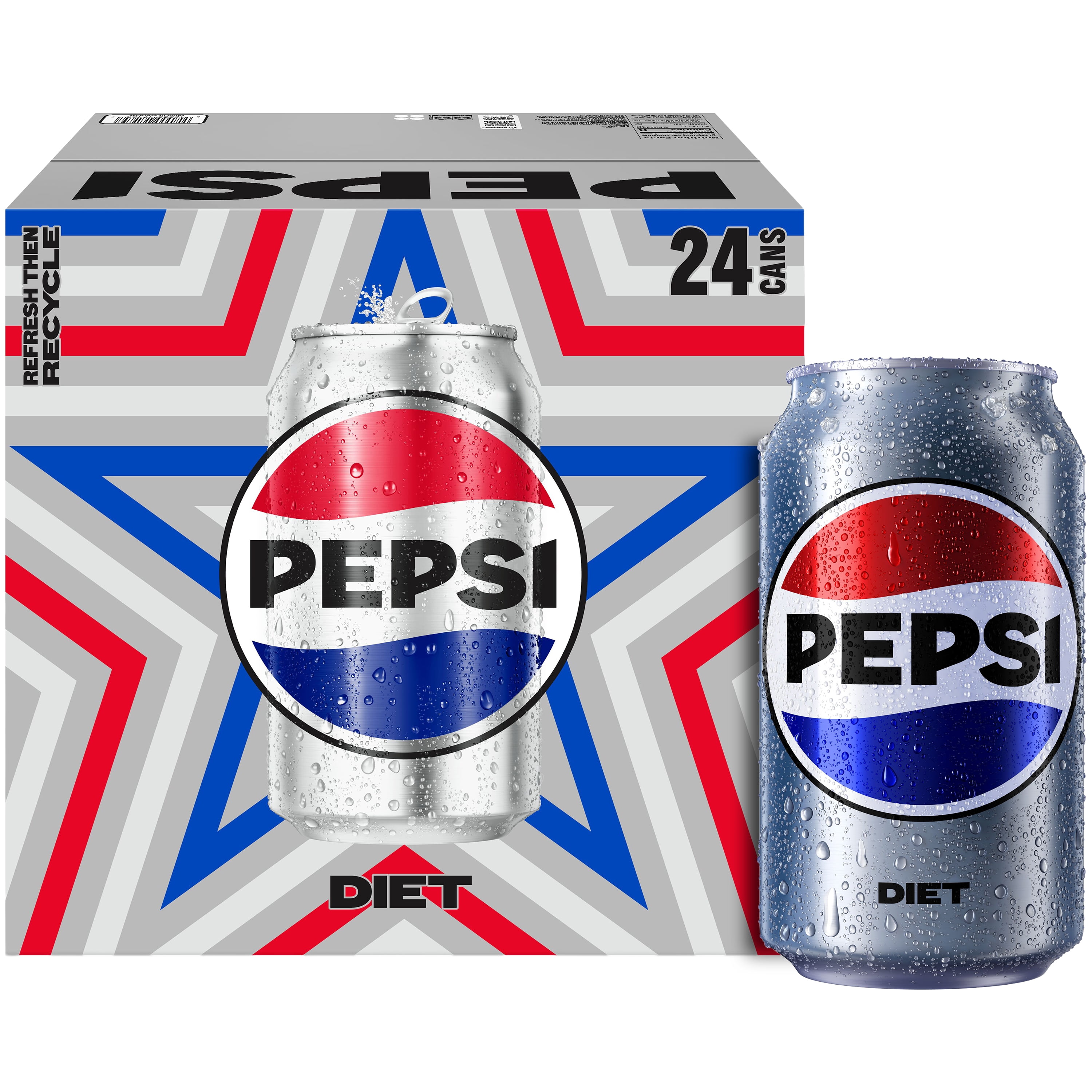 Pepsi, Diet Pepsi Soda Pop, 12 fl oz, 24 Pack Cans - Walmart.com