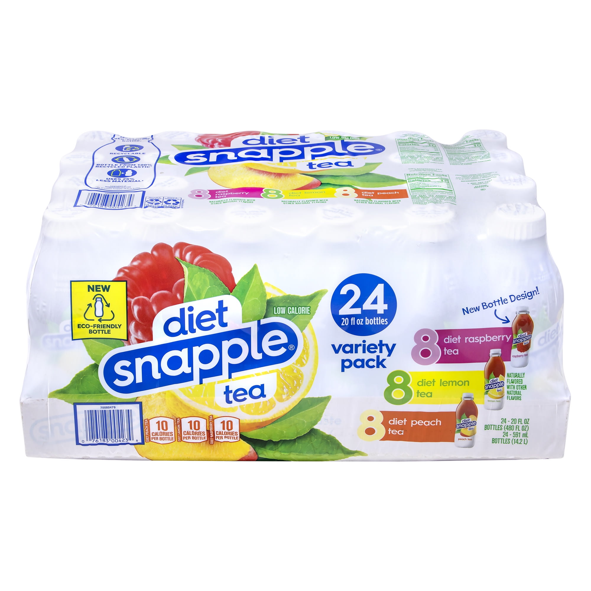 Snapple Diet Ice Tea Variety Pack, 24 Bottles of 20oz, Peach, Lemon ...