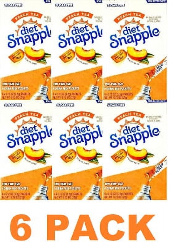 Diet Snapple Peach Tea Iced Drink Singles to Go - 6 Boxes with 6 Sticks ...