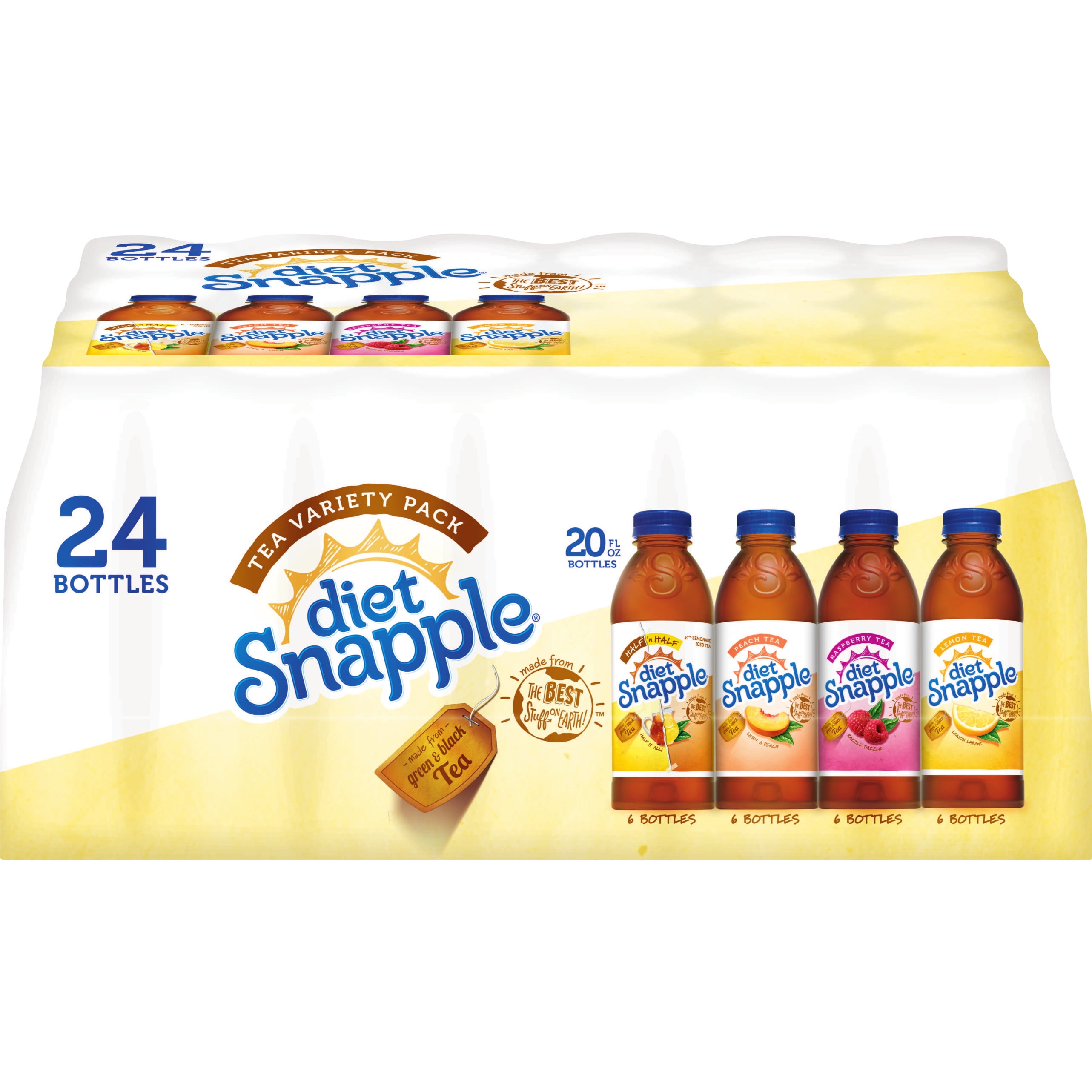 Diet Snapple Tea Variety Pack - Peach, Lemon, Half 'N Half, Low Calorie ...