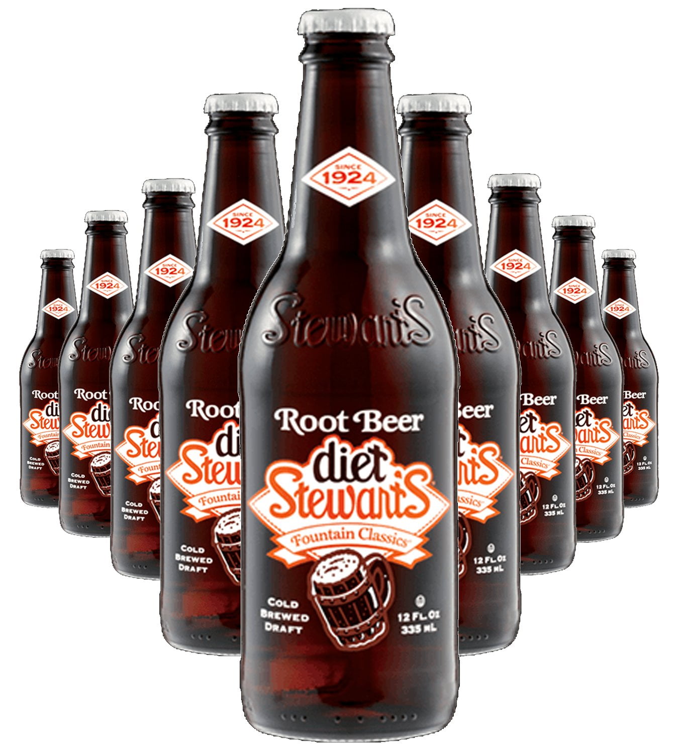 Stewart's Diet Soda Root Beer, Low-Calorie, 12 fl oz, Pack of 12 Glass ...