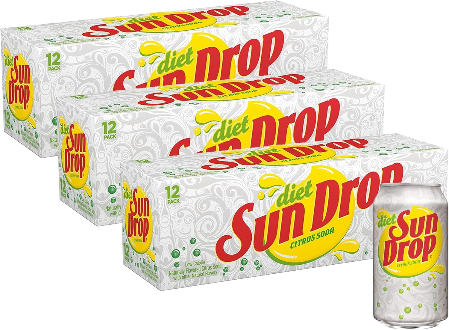 Diet Sun Drop Citrus Soda Soft Drink Cans - 3 Cases (36 Pack) - Walmart.com