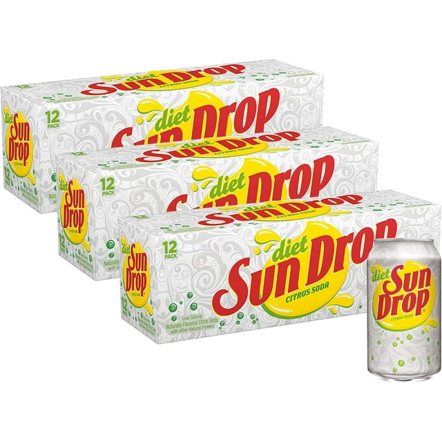 Diet Sun Drop Citrus Soda Soft Drink Cans - 3 Cases (36 Pack) - Walmart.com