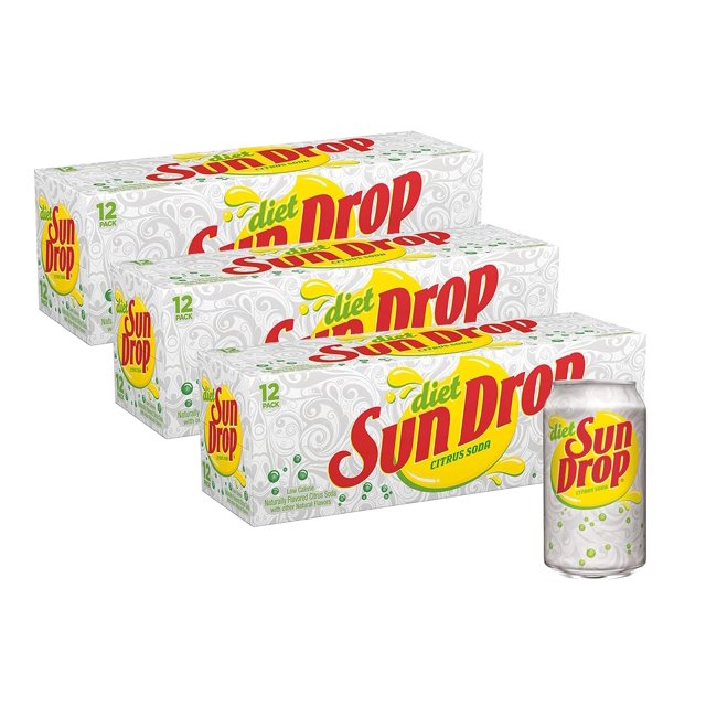 Diet Sun Drop Citrus Soda Soft Drink Cans - 3 Cases (36 Pack) - Walmart.com