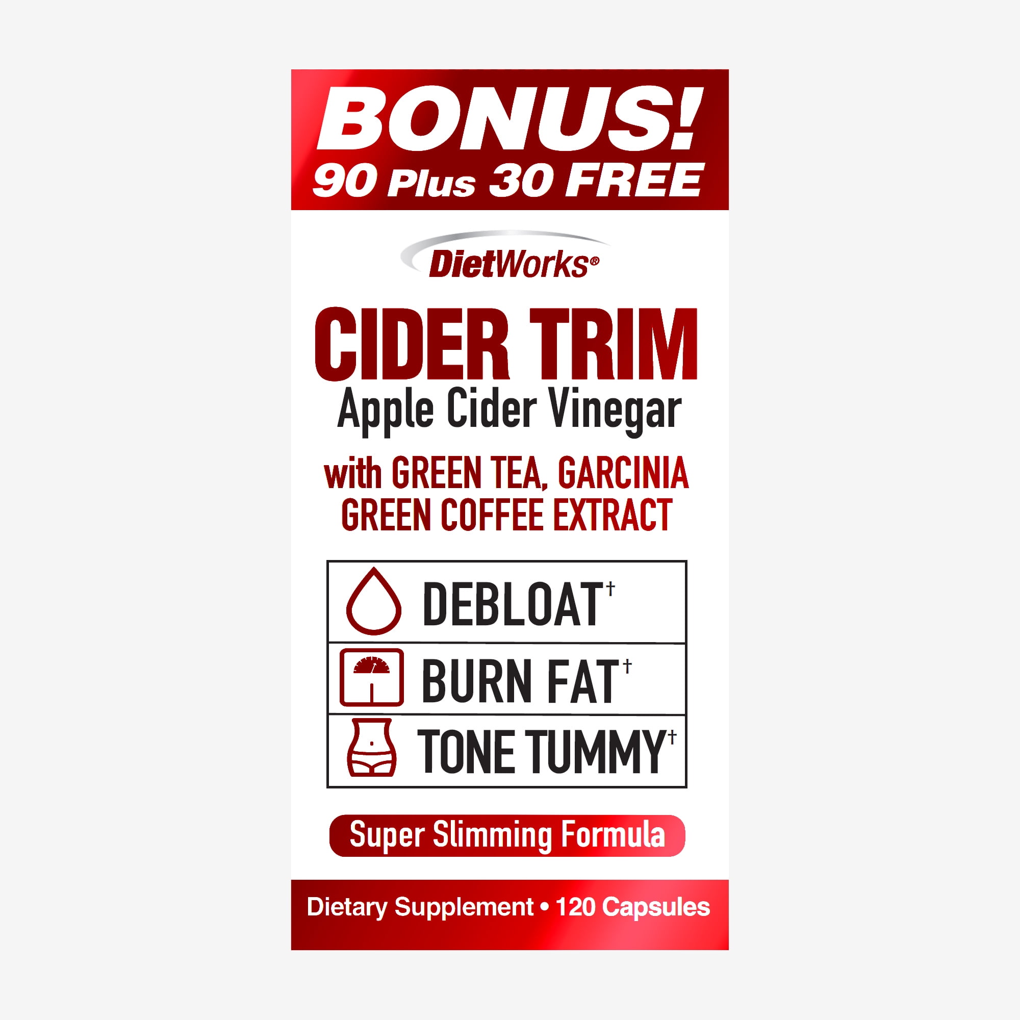 DietWorks Cider Trim Apple Cider Vinegar Capsules, 120 Ct - Walmart.com