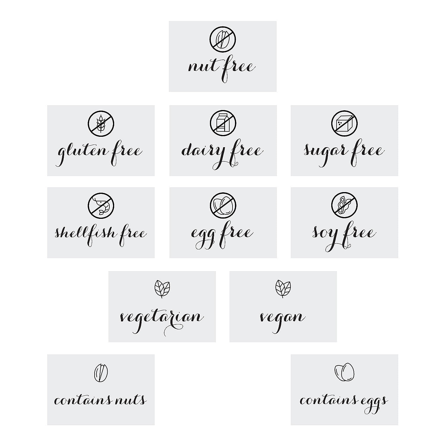 Dietary Restrictions Table Sign Set - 33 Pieces - Walmart.com