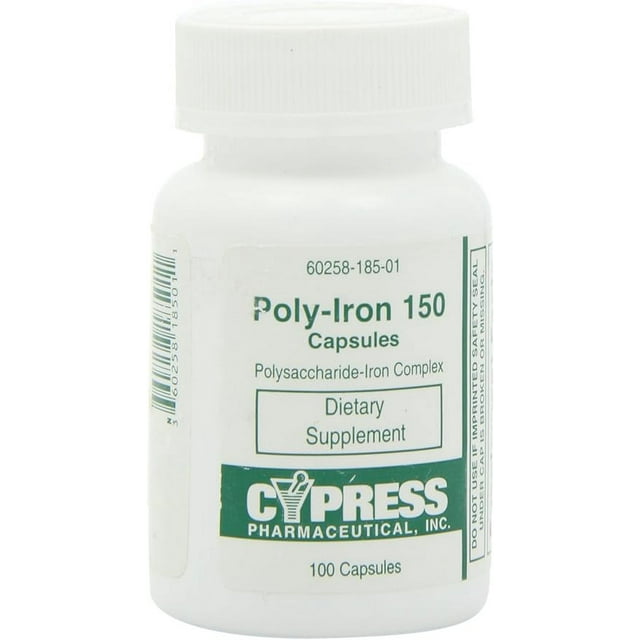 Dietary Supplement - Poly Iron Capsules 150 mg (100 caps per bottle) by ...