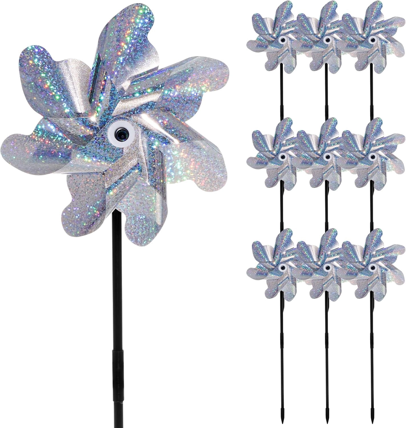Difdany 7 Pack Reflective Pinwheels for Yard and Garden - Sparkly Wind ...