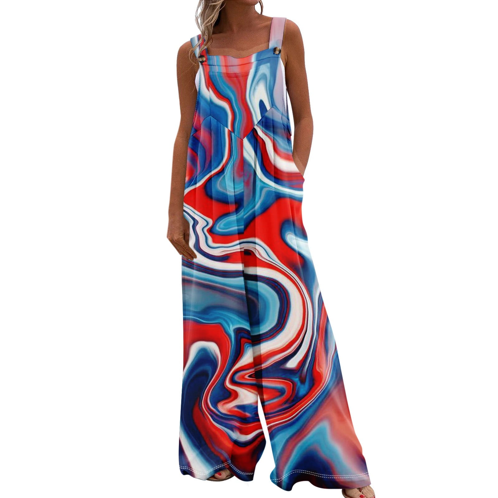 Difdany American Flag Overalls Women Red White And Blue Jumpsuit ...