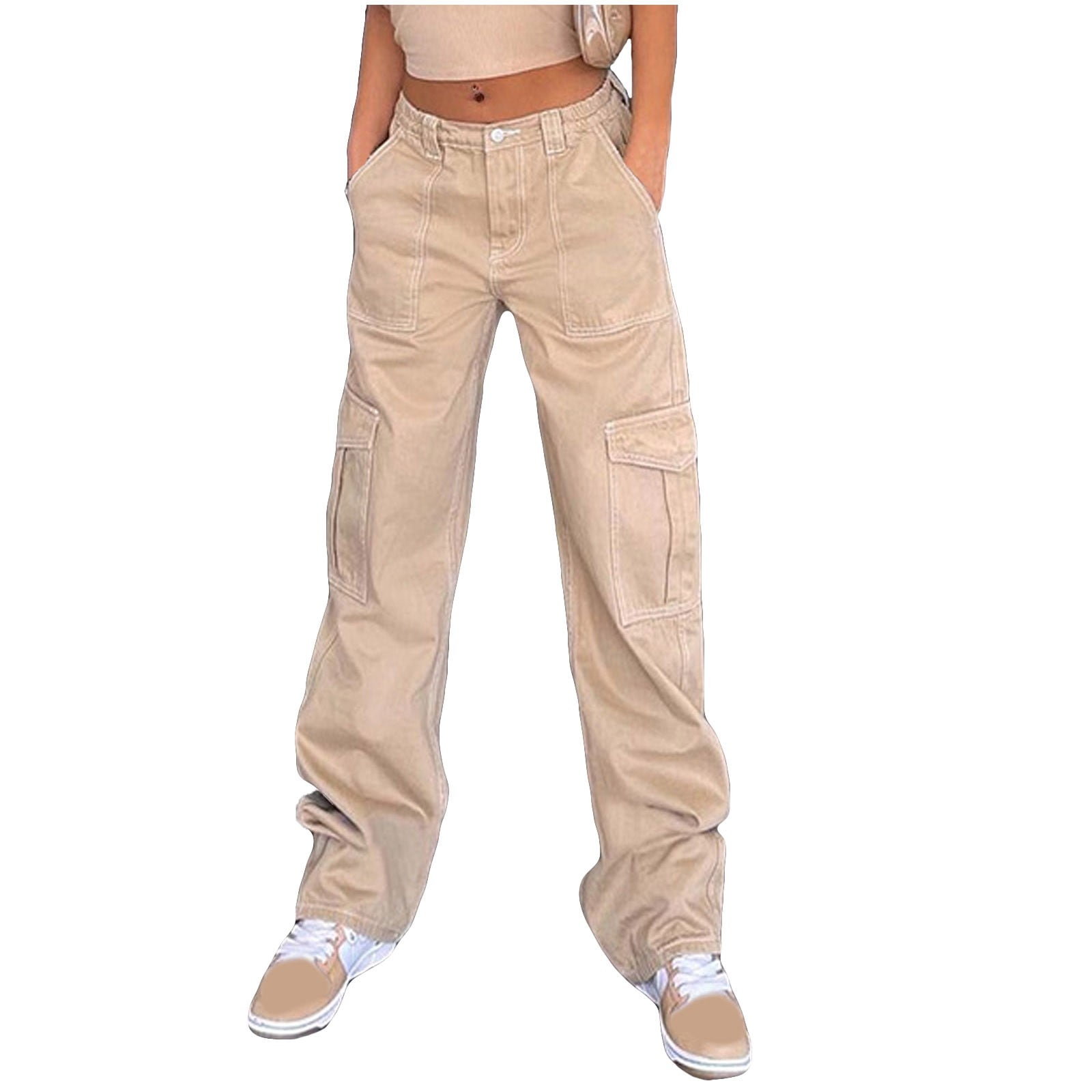 Difdany Cargo Pants For Women High Waisted Casual Pants Baggy Stretchy