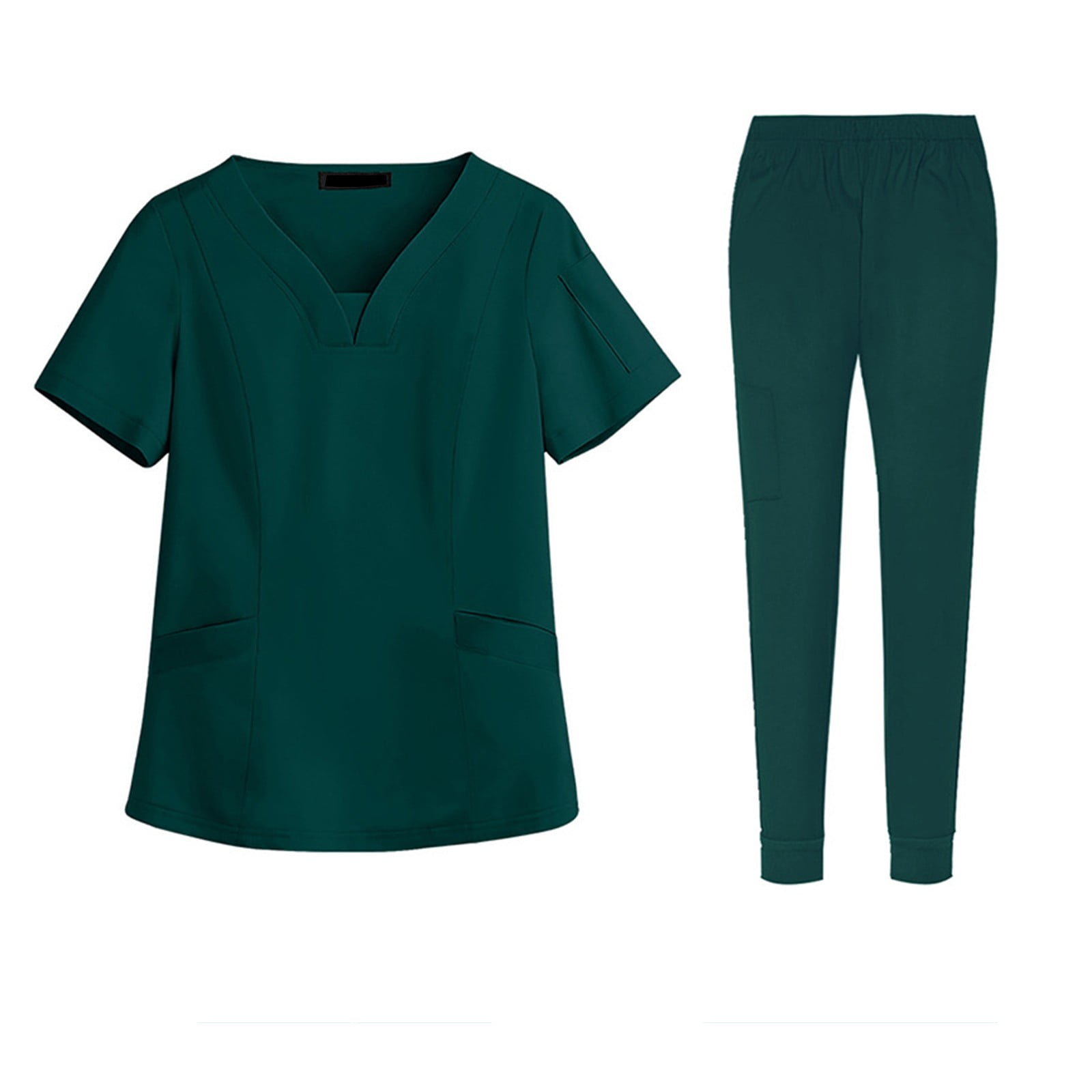Difdany Cozy Fit Scrubs for Women Set 2024 Stretch V-Neck Short Sleeve ...