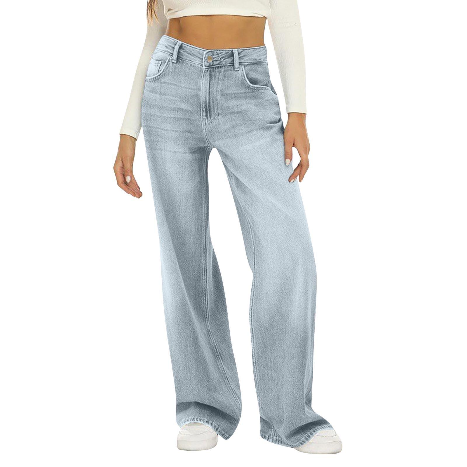 Difdany Sweatpants Jeans for Women Y2k Baggy High Waisted Wide Leg ...