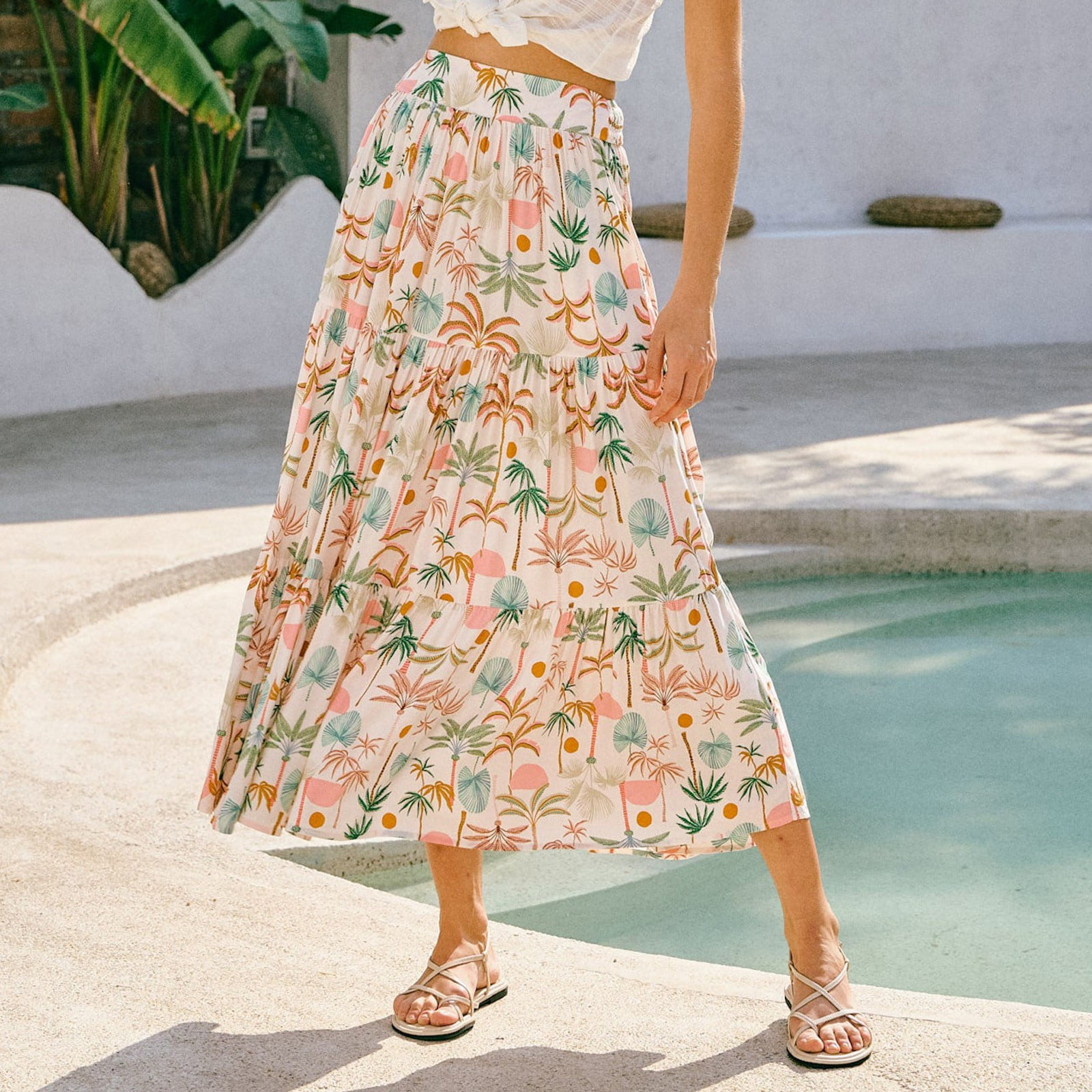 Difdany Maxi Skirts for Women 2025 Flowy High Waist A Line Smocked Boho ...