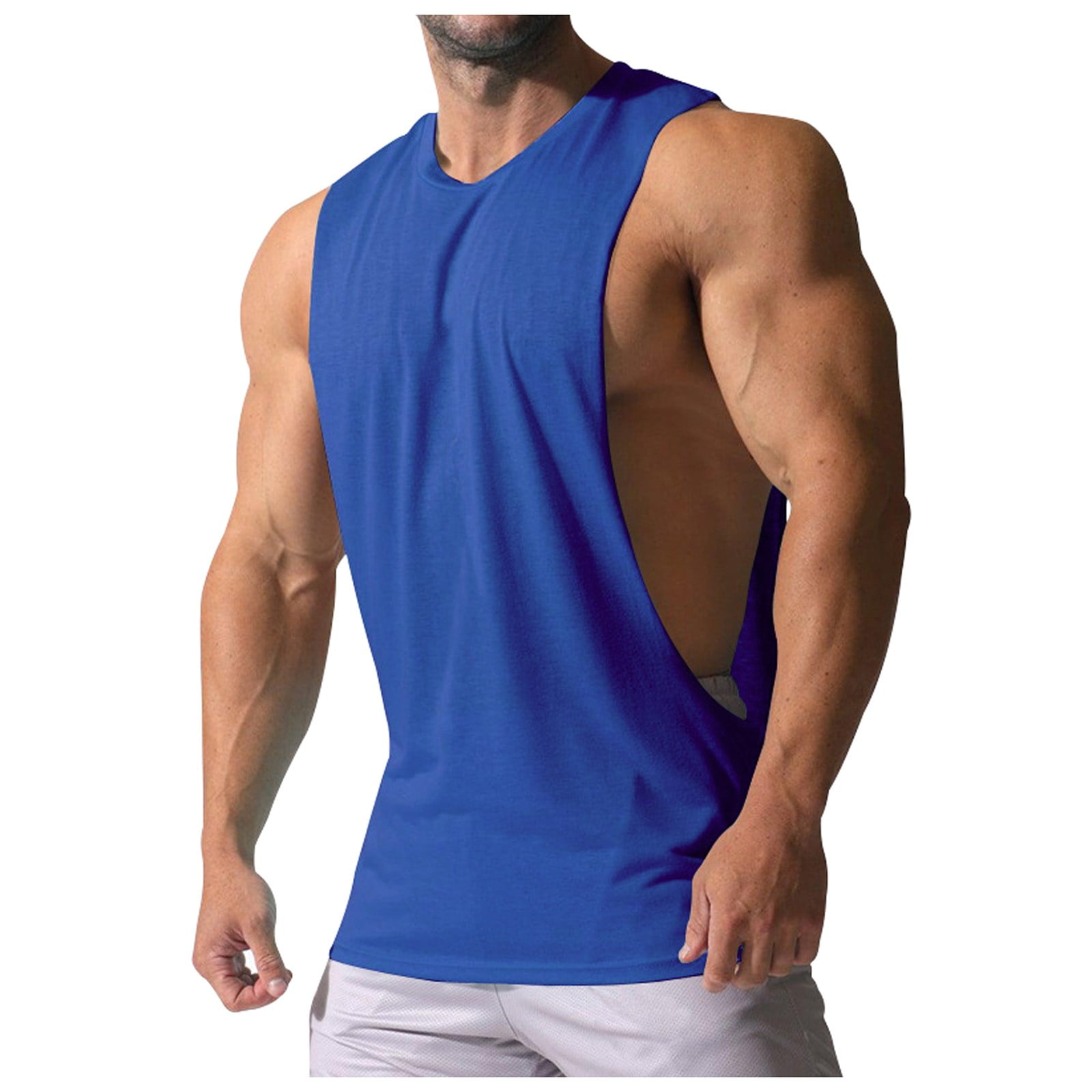 Difdany Men's Cut Off Shirts Muscular Cut Open Sides Bodybuilding Tank Top Gym Workout T-Shirt ...