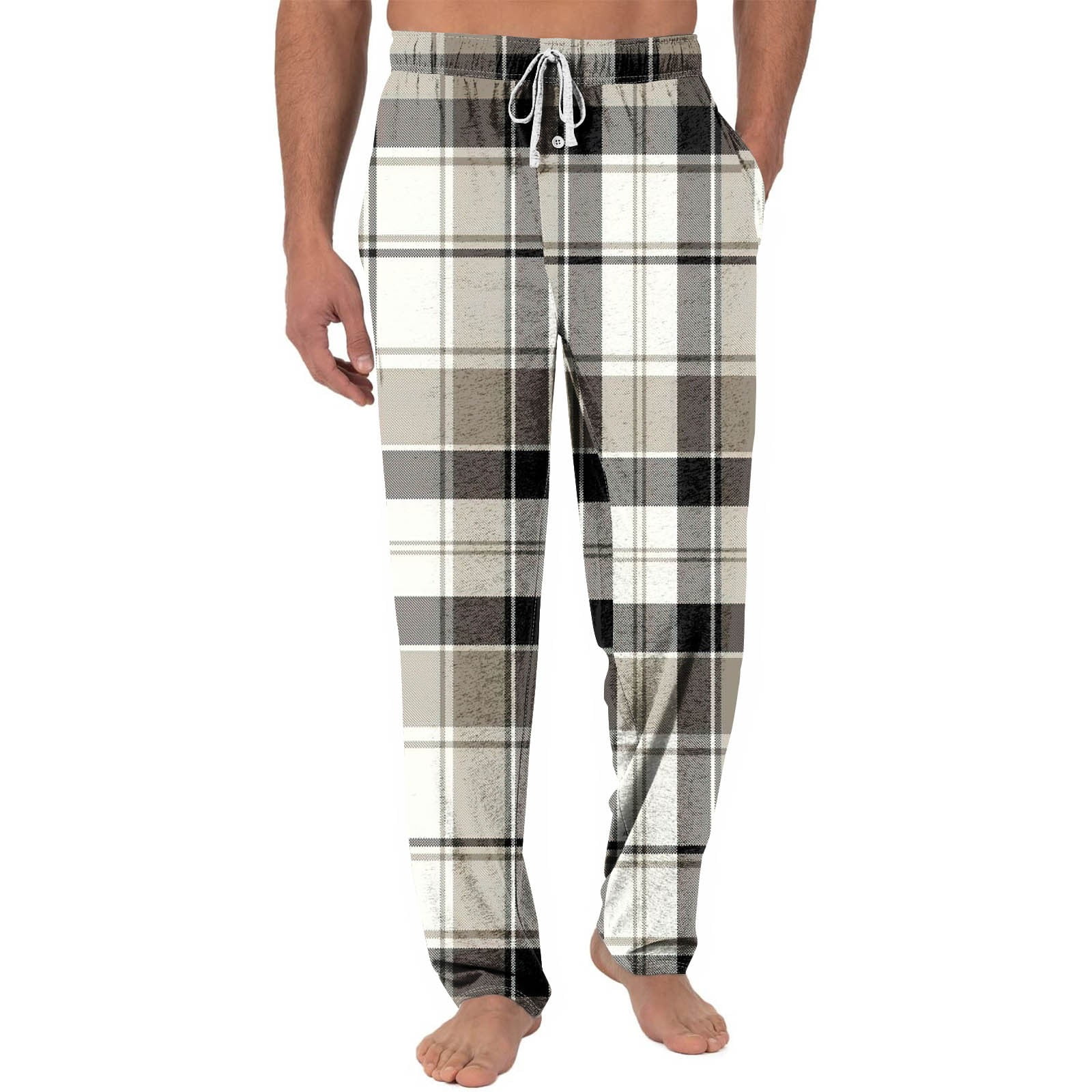Difdany Men's Plaid Pajama Pants Cozy Fleece Bottoms with Pockets Men's ...