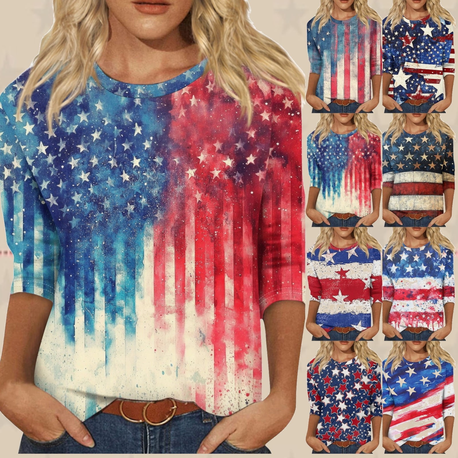 Difdany USA Flag Print T-Shirt for Women – Stars and Stripes Graphic ...