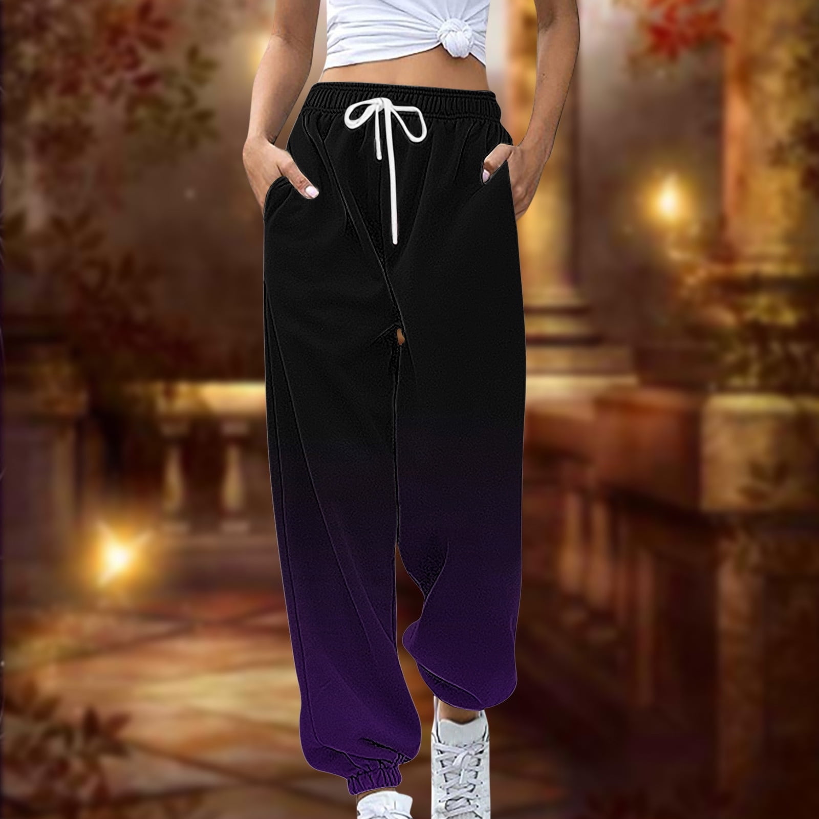Difdany Womens Casual Fashion Printed Casual Pants Sanitary Pants